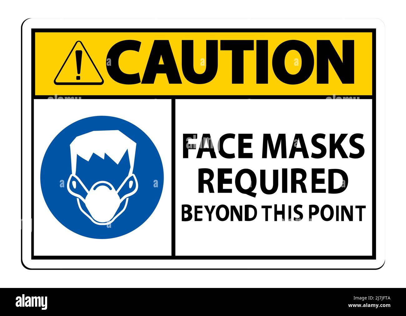 Caution Face Masks Required Beyond This Point Sign Isolate On White ...
