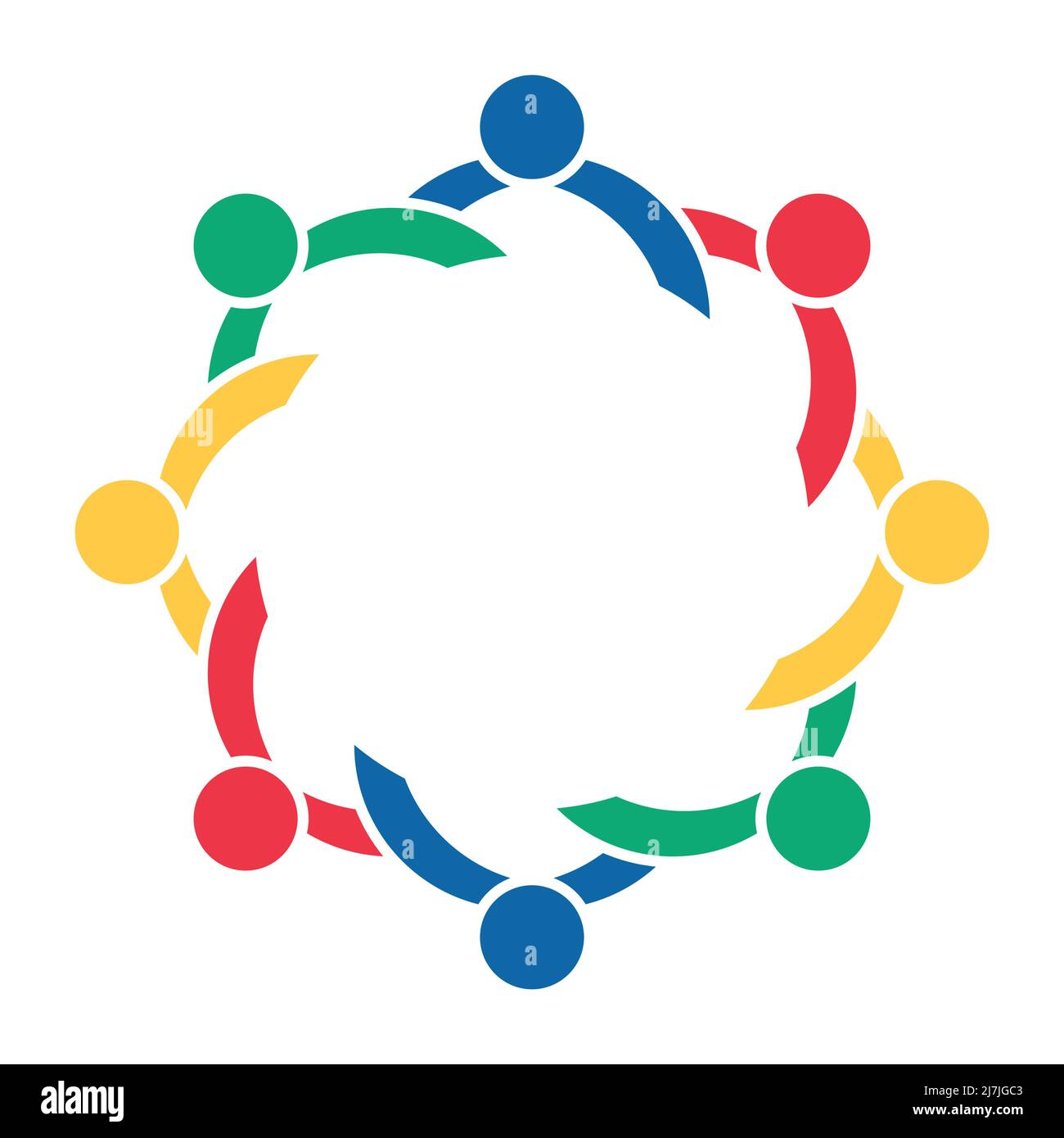 Vector graphic group connection logo.Eight people in the circle.logo ...