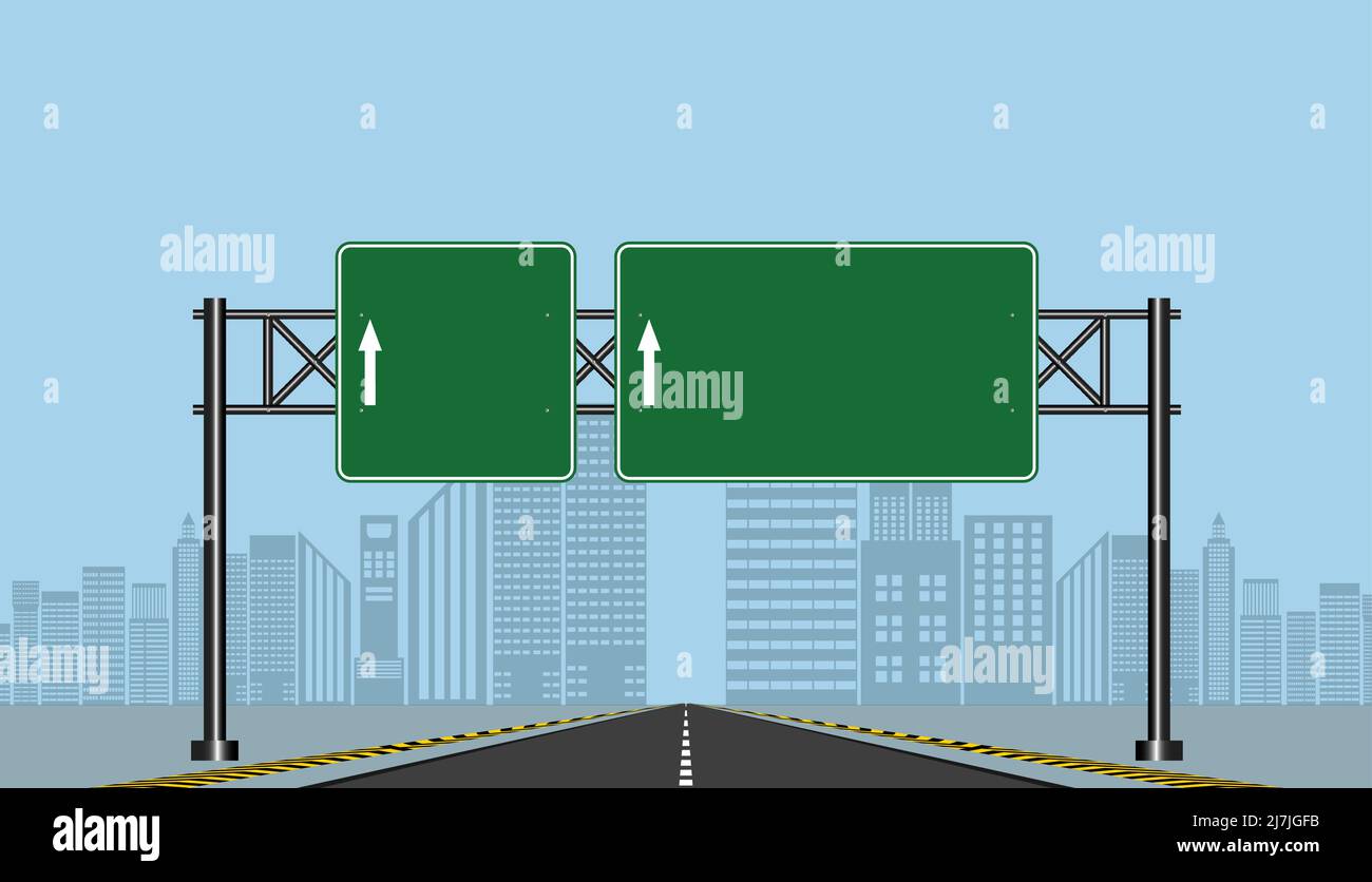 Road highway signs,Green board on road,Vector illustration Stock Vector ...