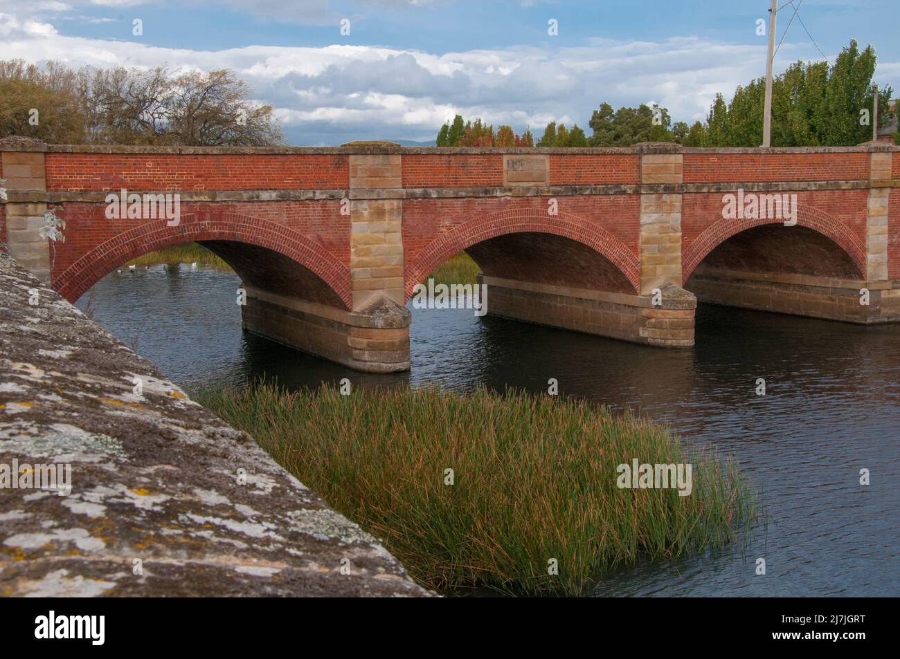 Colonial-era Red Bridge (built 1836-1838) at Campbell Town in the North ...