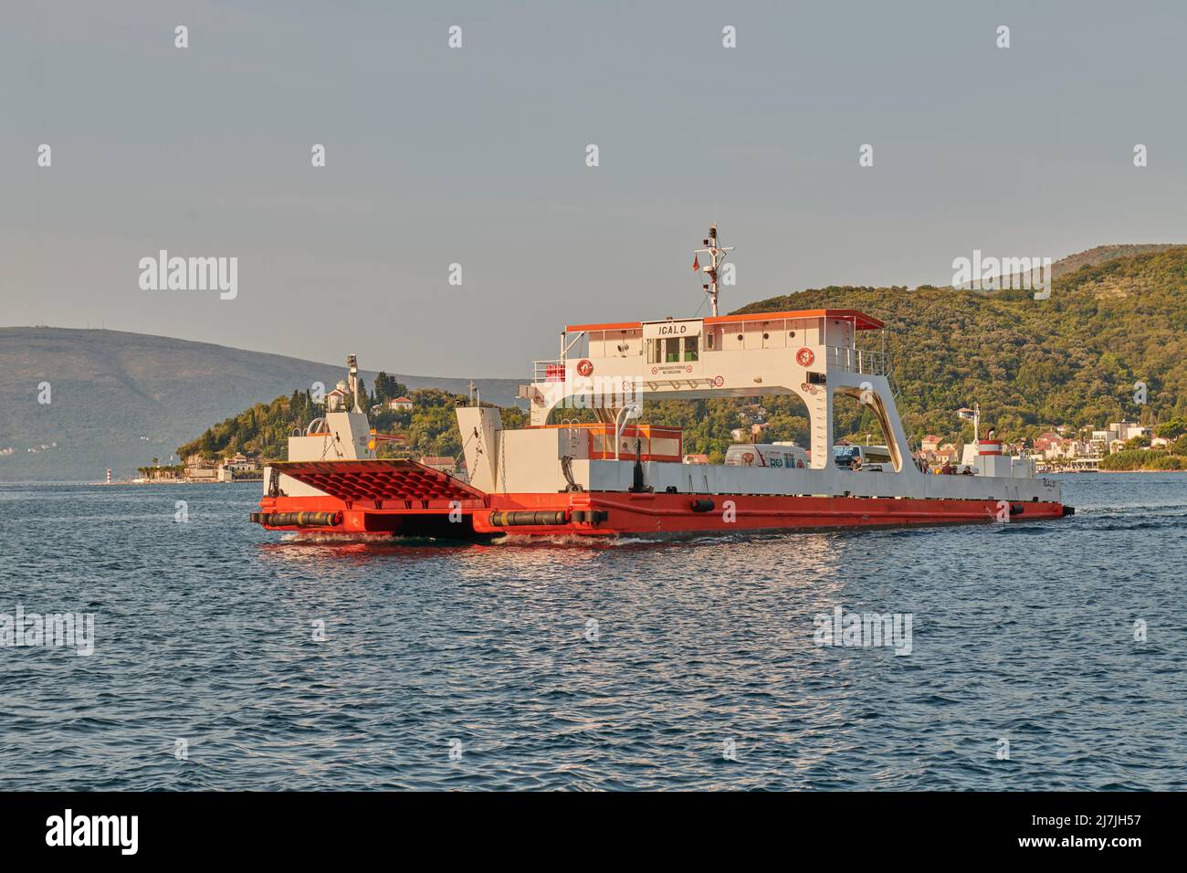 a huge barge floats on the bay in Montenegro Stock Photo - Alamy