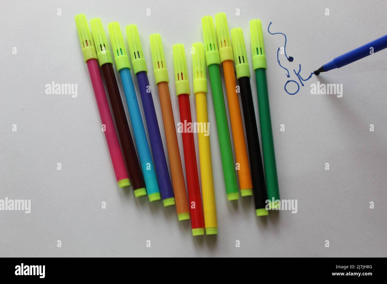 Colours drowning pens multiple objects Stock Photo - Alamy