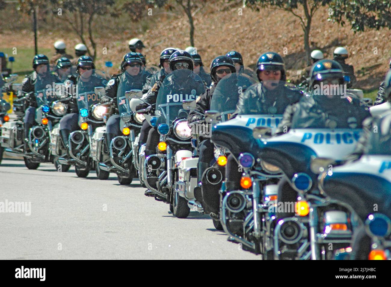 Police cycles lined up for a shot and killed motorcycle cop in Atlanta ...