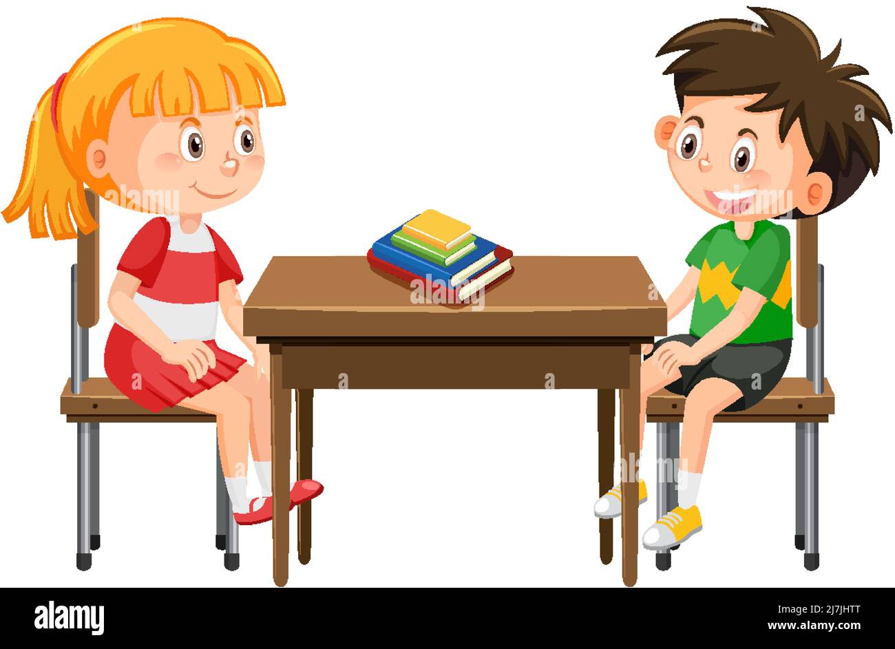 Students sitting on school desk illustration Stock Vector Image & Art ...