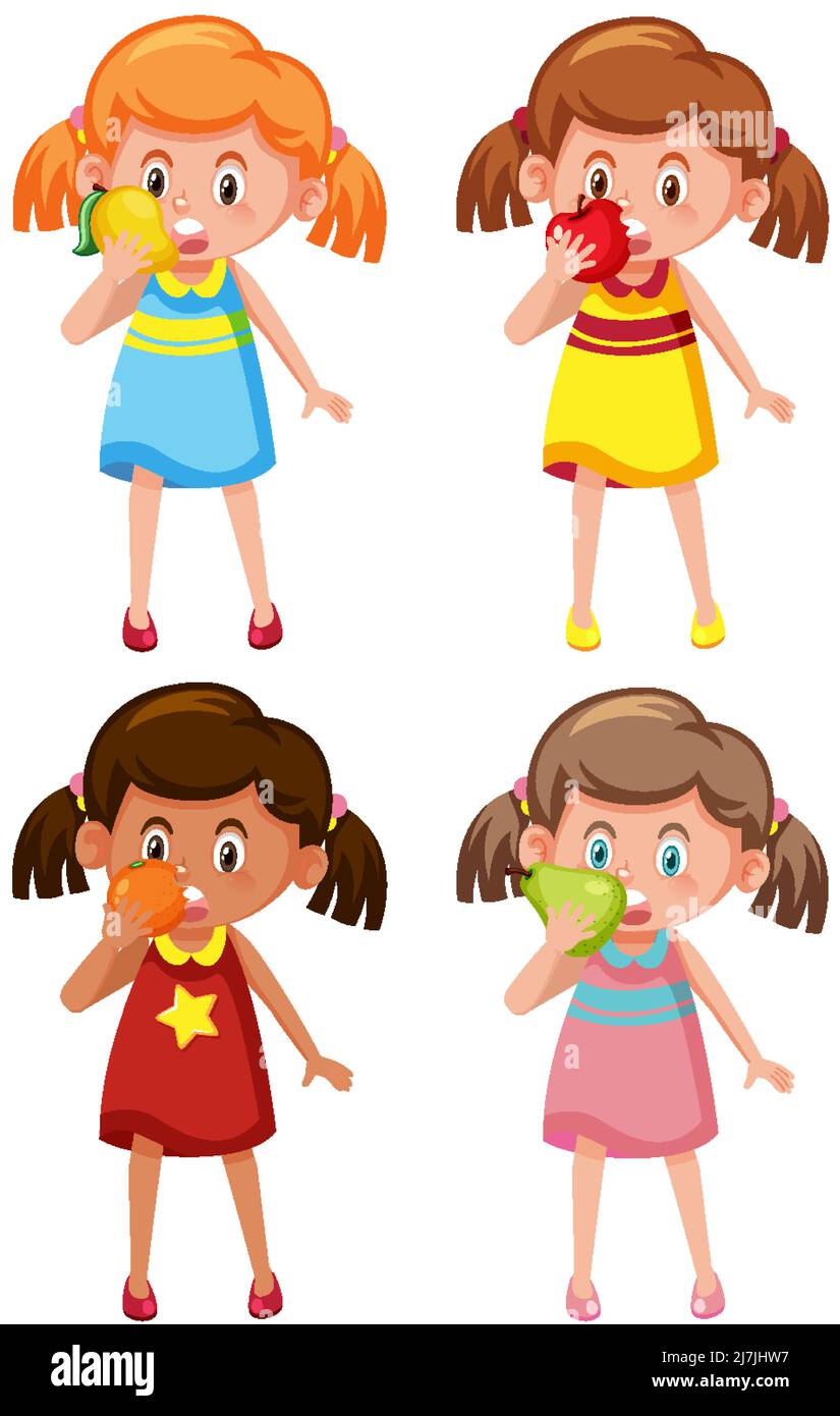 Kids holding different fruits illustration Stock Vector Image & Art - Alamy