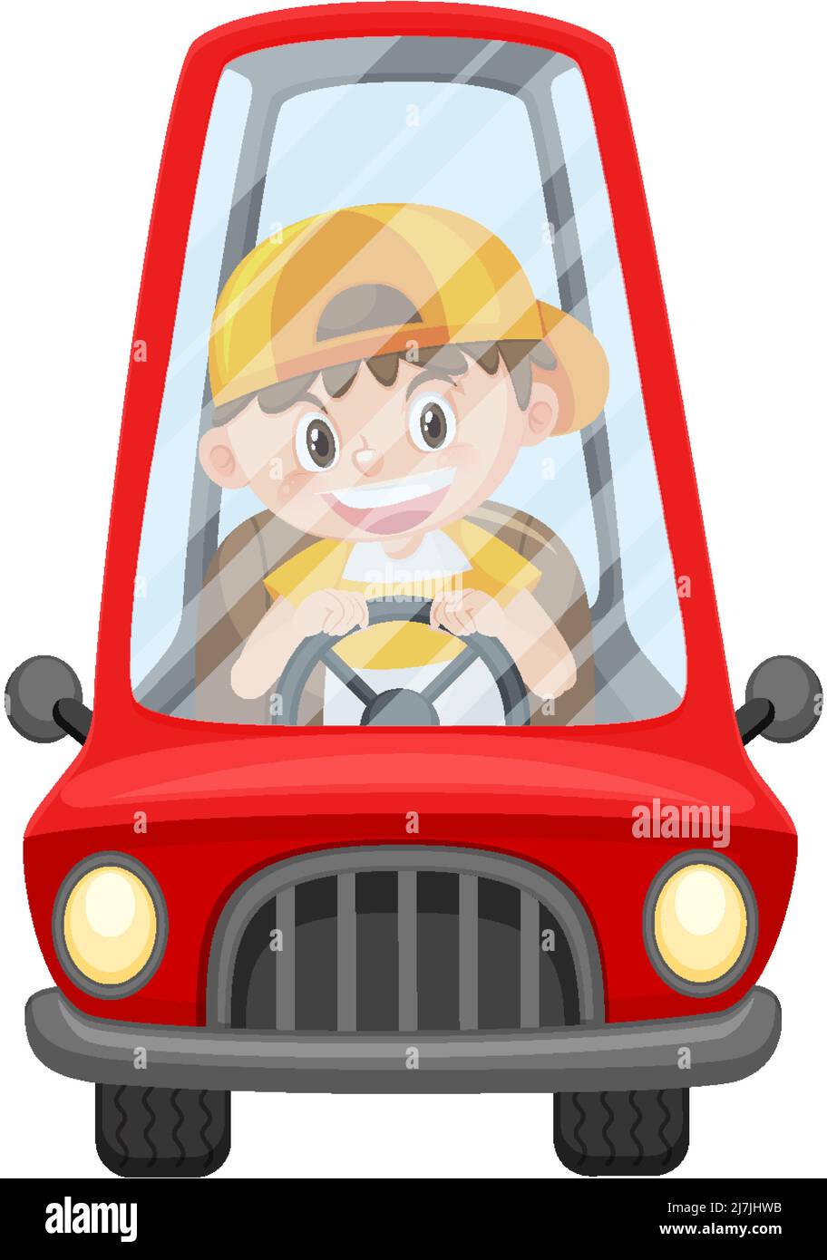 Boy driving a car on white background illustration Stock Vector Image ...