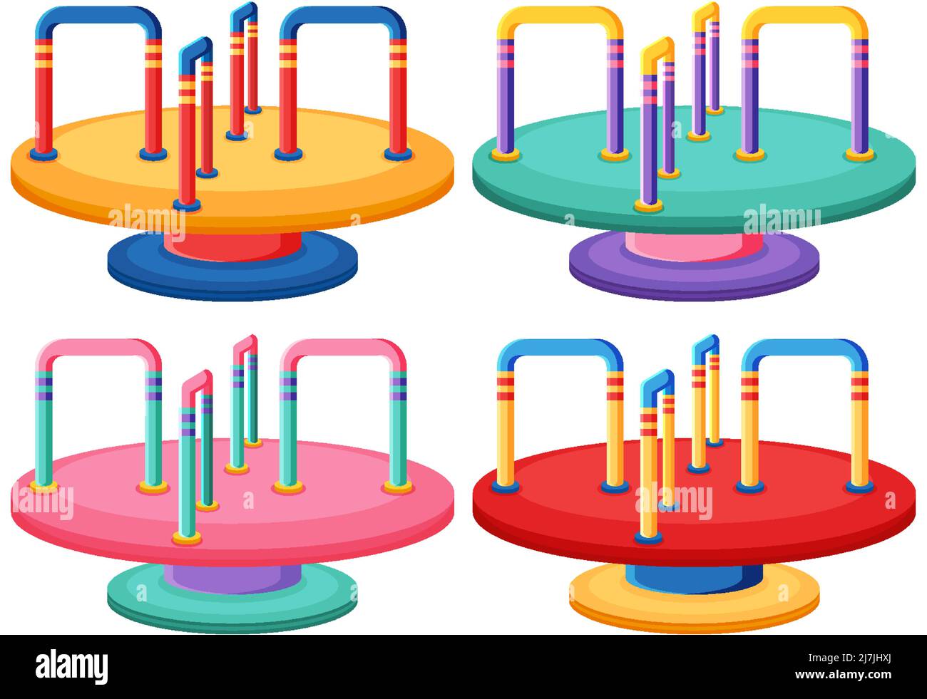 Children roundabout playground cartoon illustration Stock Vector Image ...