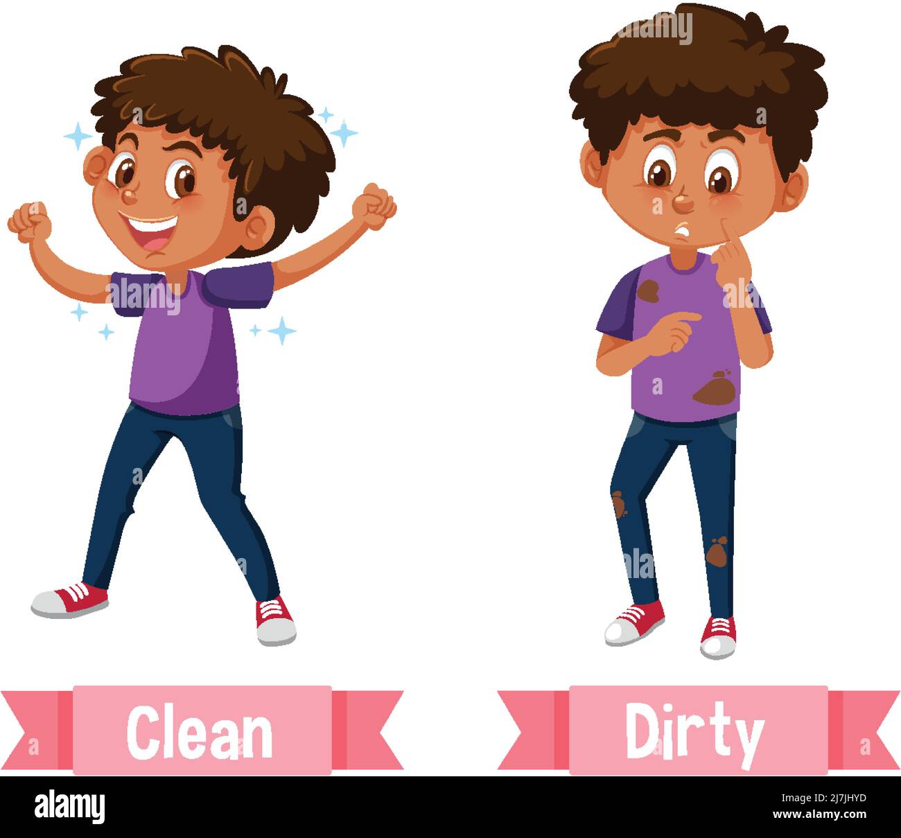 Opposite English Words clean and dirty illustration Stock Vector Image ...