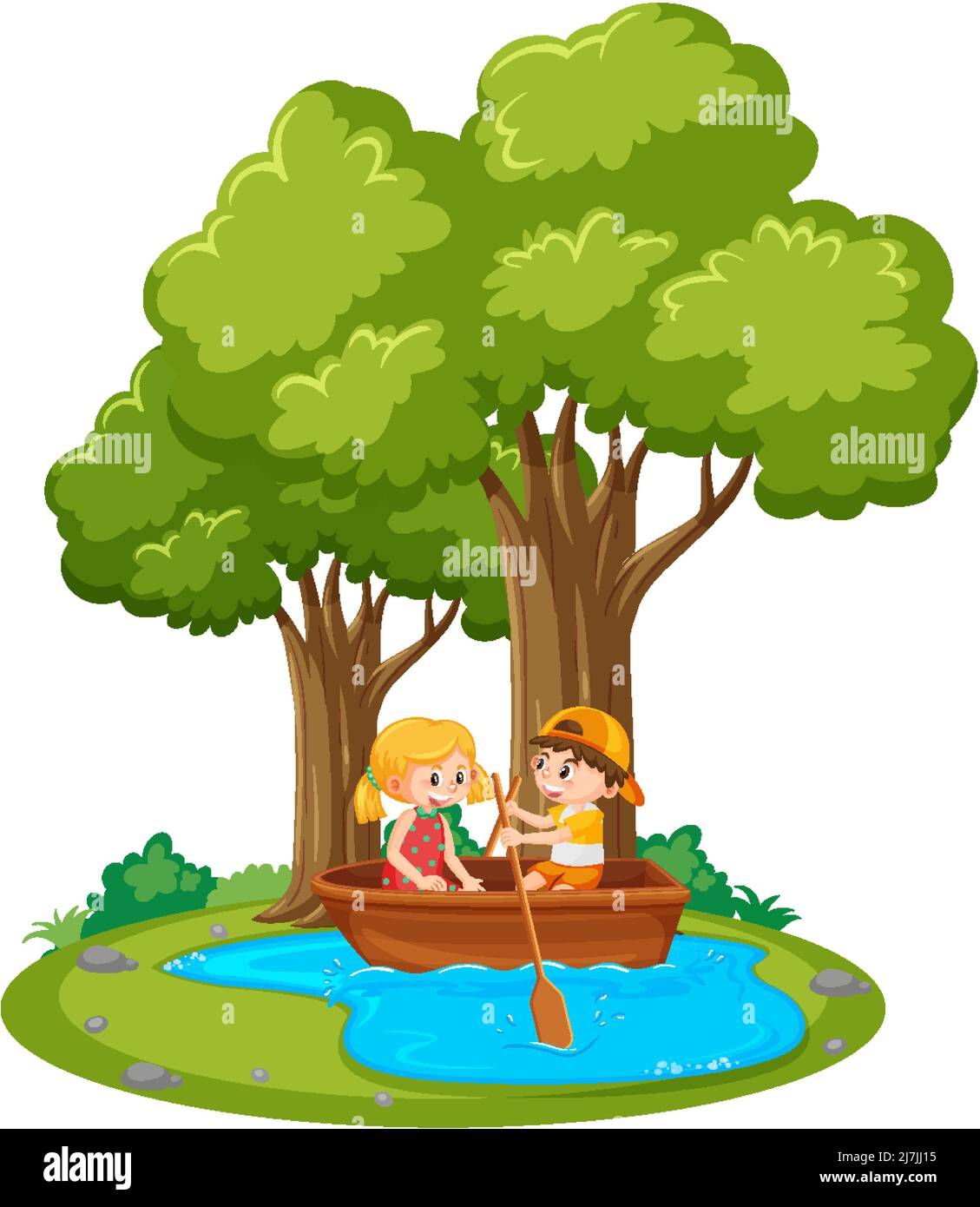 Two boys in boat Stock Vector Images - Alamy