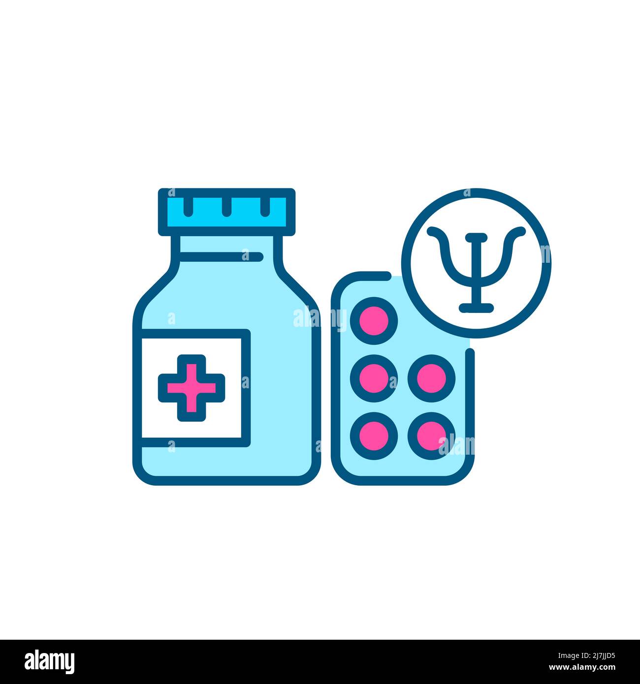 Mental health therapy using drugs. Pixel perfect, editable stroke color ...