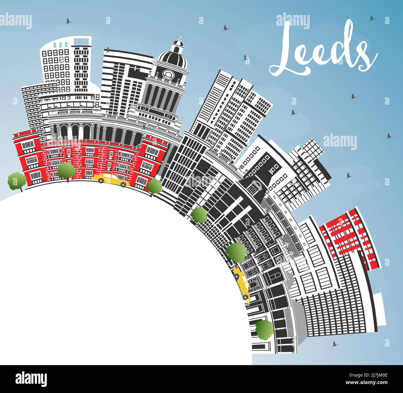 Leeds UK City Skyline with Color Buildings, Blue Sky and Copy Space ...