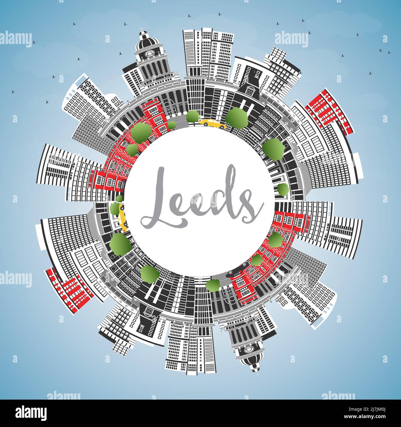 Leeds UK City Skyline with Color Buildings, Blue Sky and Copy Space ...