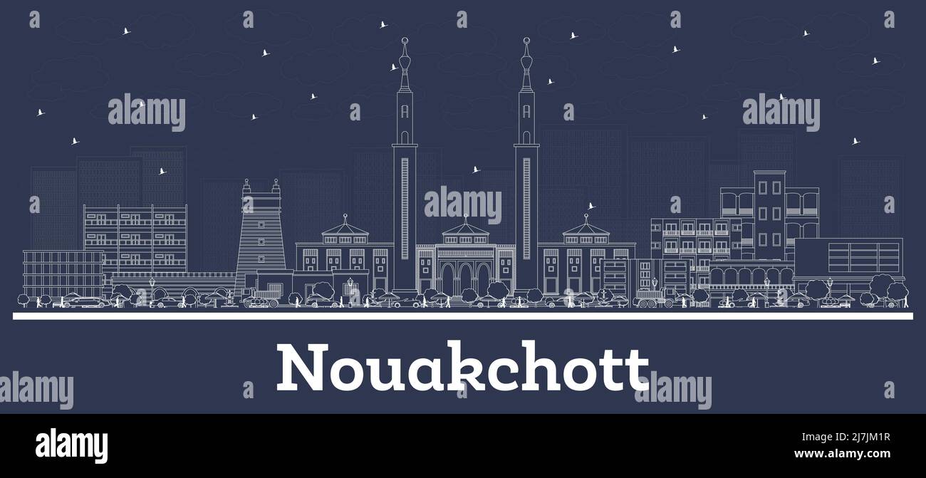 Outline Nouakchott Mauritania City Skyline with White Buildings. Vector ...