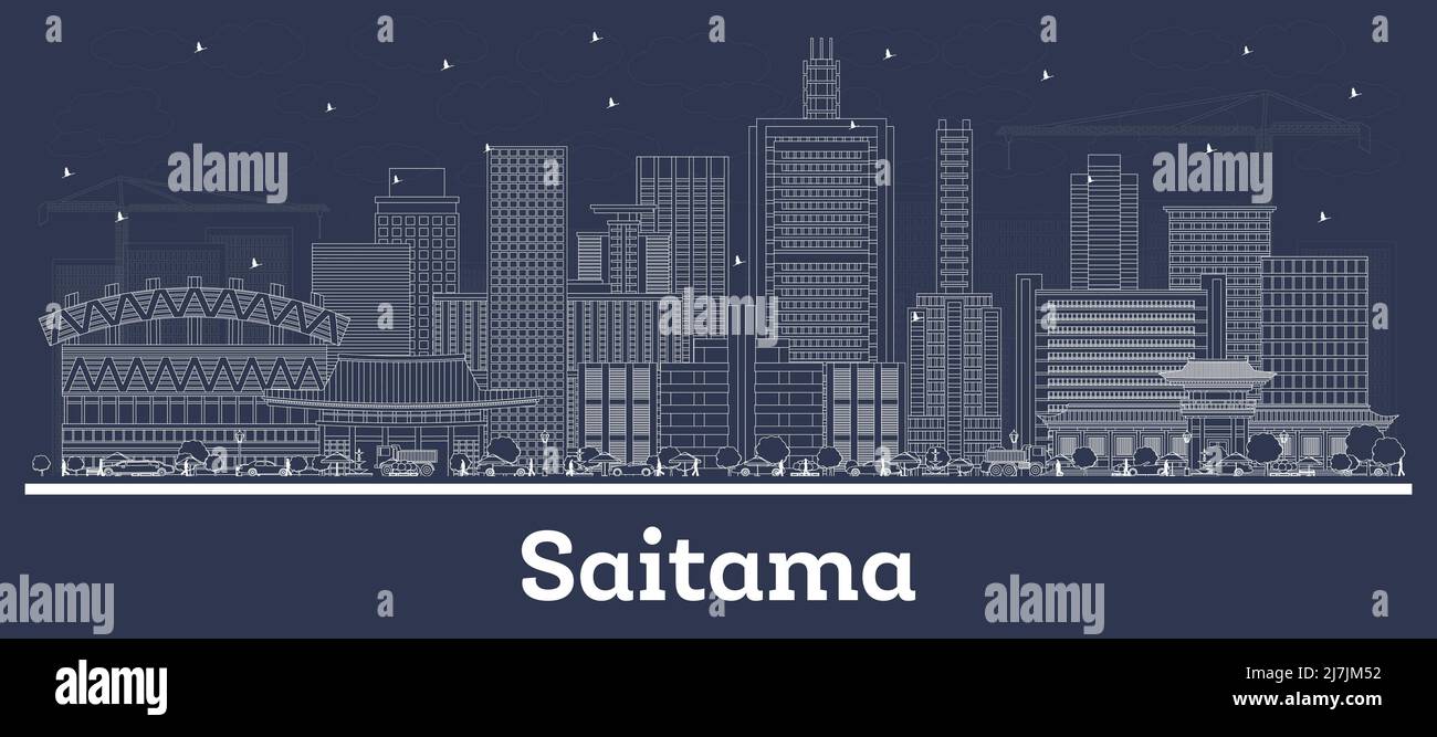 Outline Saitama Japan City Skyline with White Buildings. Vector ...