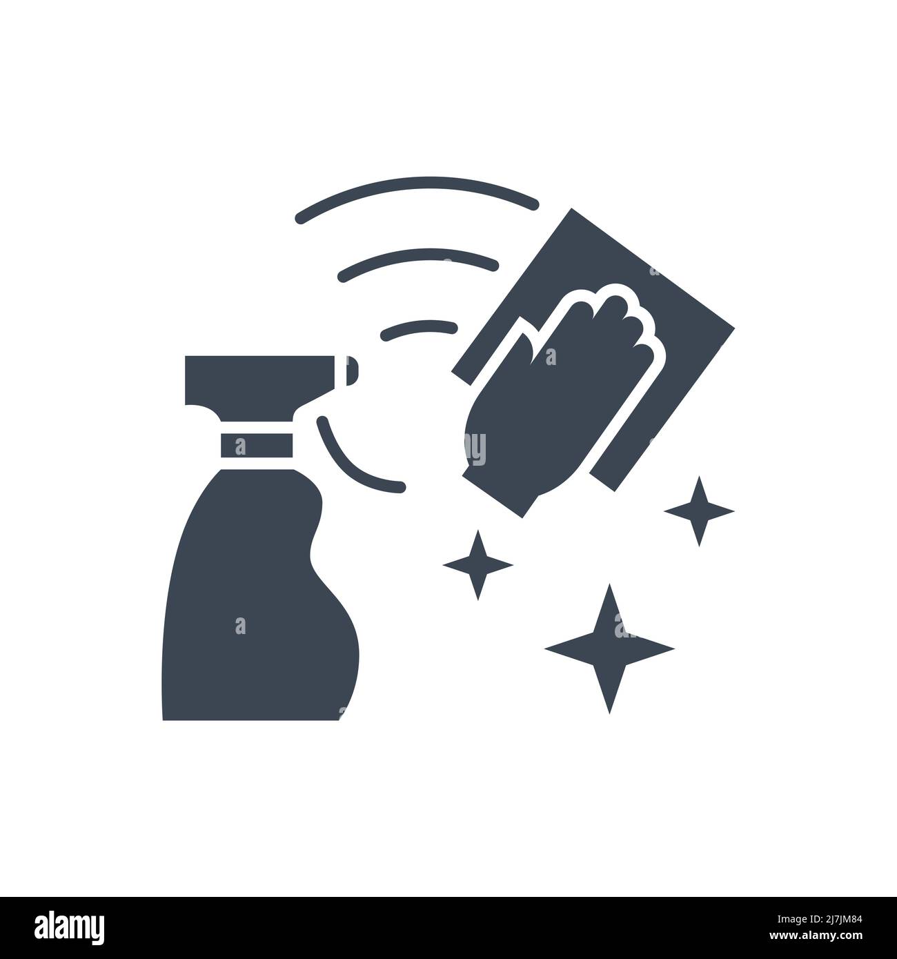 Cleaning related vector glyph icon. Disinfectant Spray and Hand with a ...