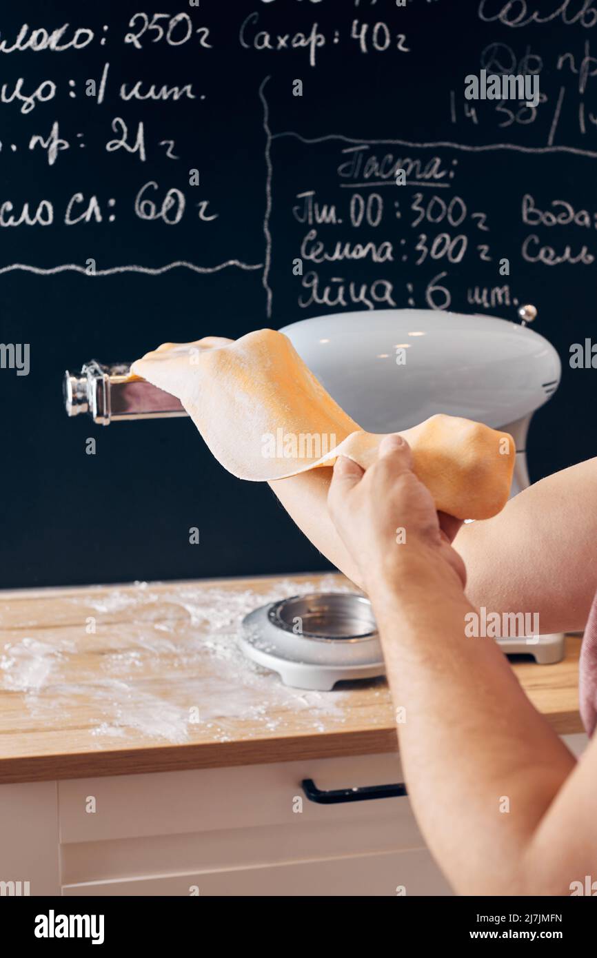 Making homemade pasta. The concept of healthy homemade food, Italian ...