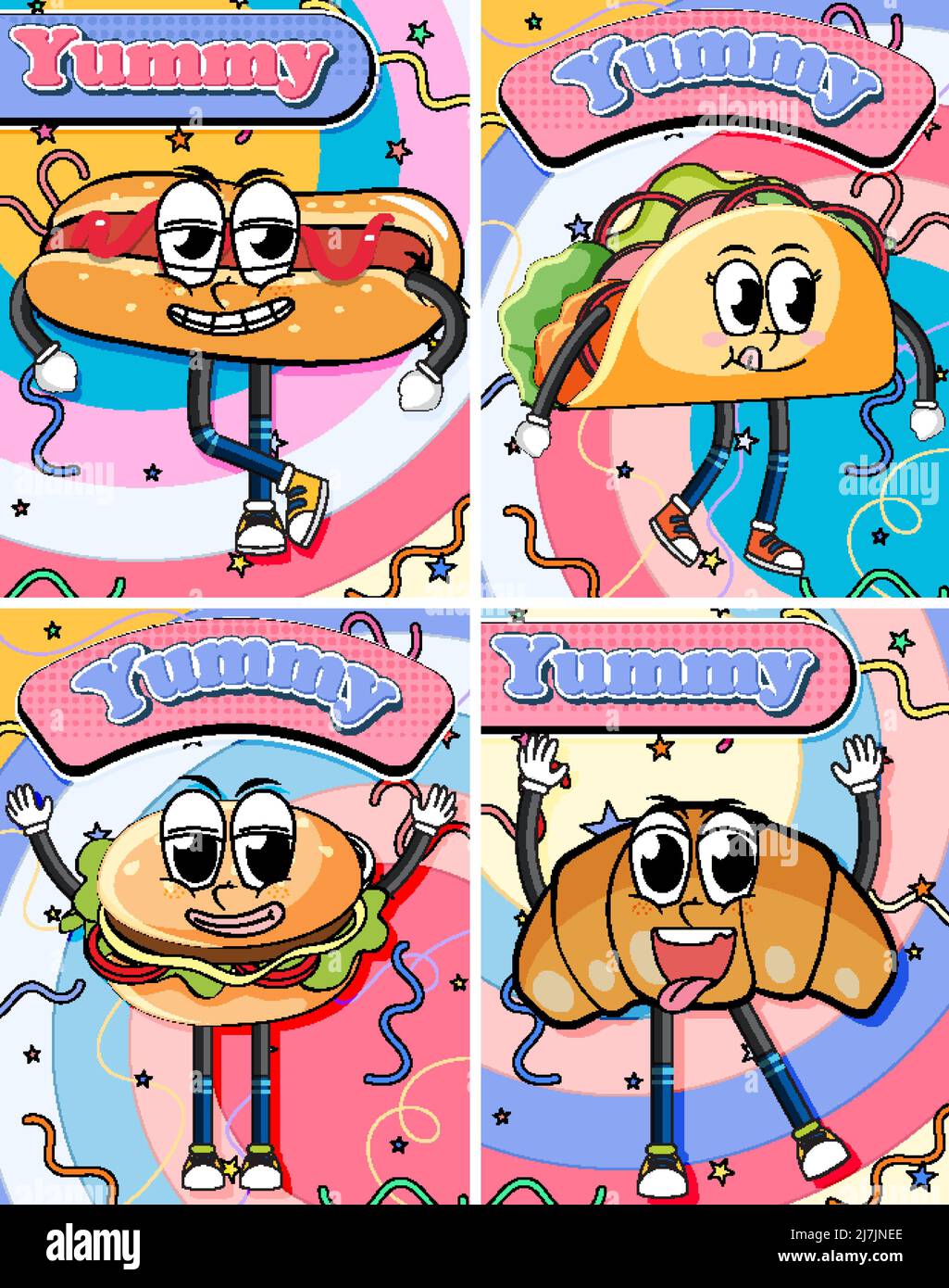 Funny food character banners illustration Stock Vector Image & Art - Alamy