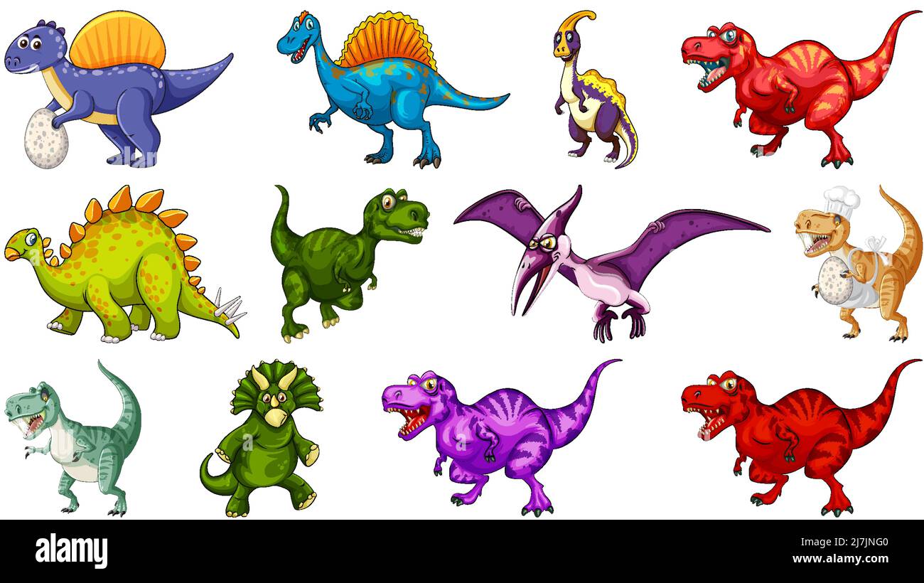 Dinosaur set on white background illustration Stock Vector Image & Art ...