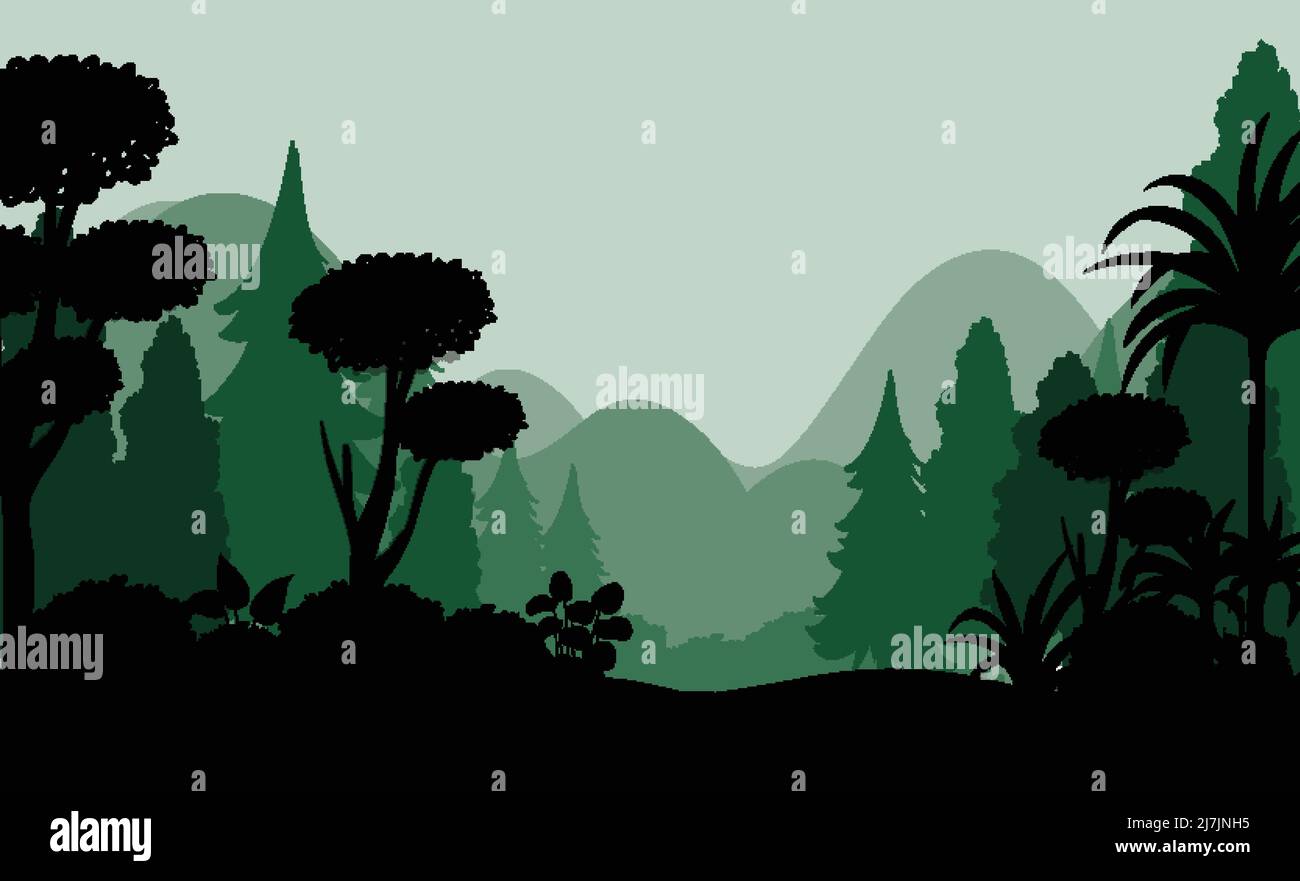 Silhouette shadow of forest scene illustration Stock Vector Image & Art ...