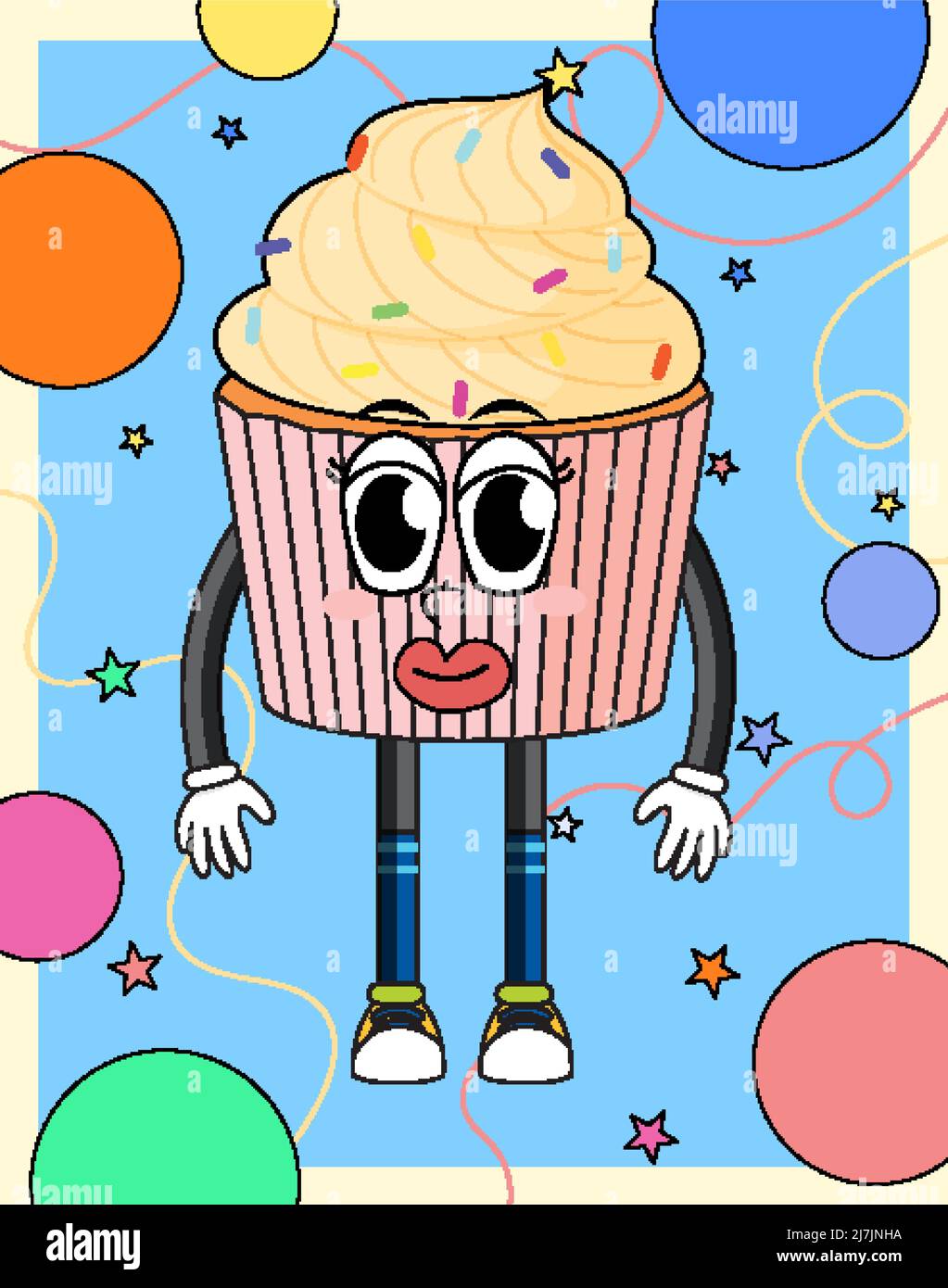 Funny cupcake cartoon character illustration Stock Vector Image & Art ...