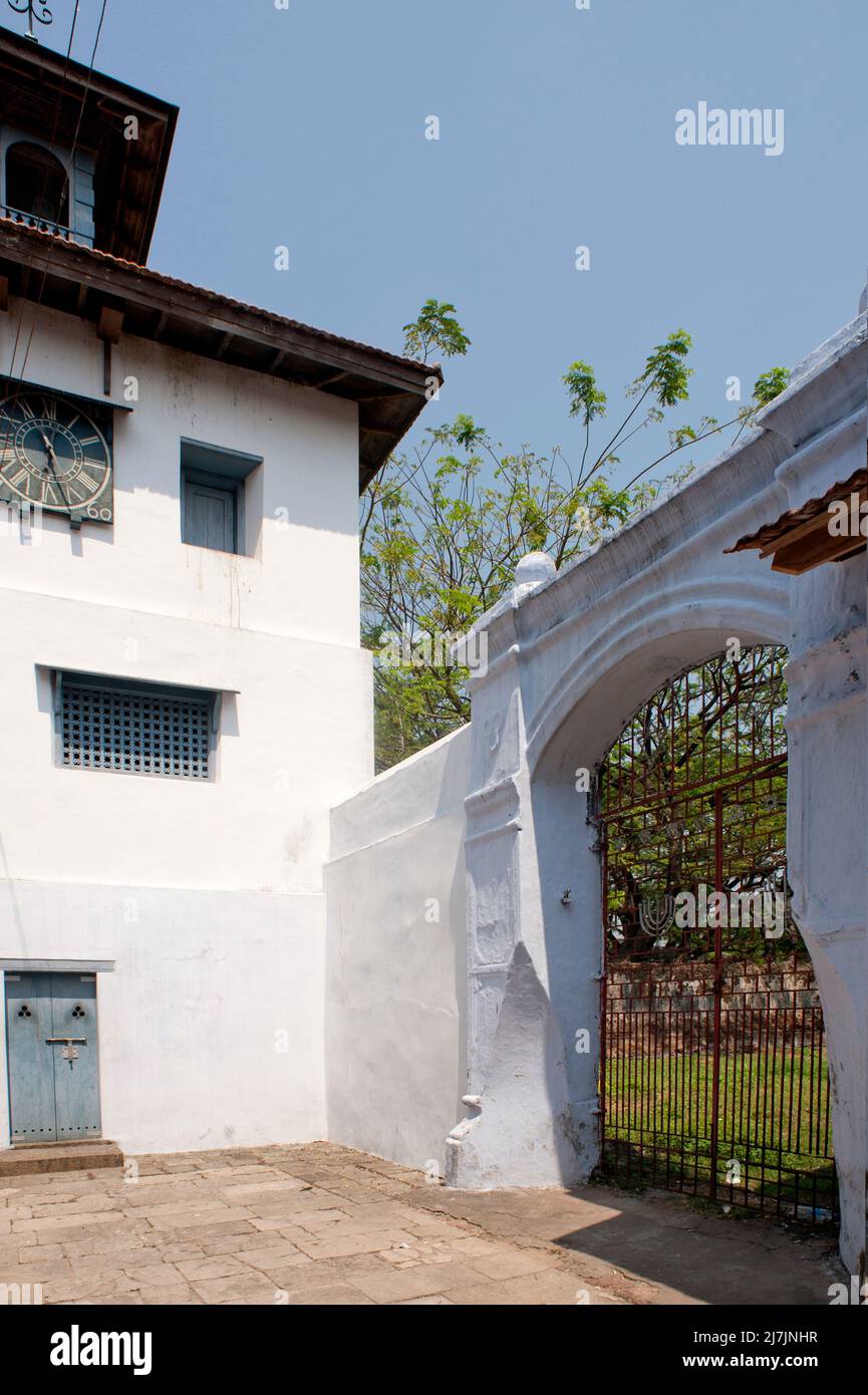 Clock tower and gate of Synagogue at Mattancherry Kochi state Kerala ...