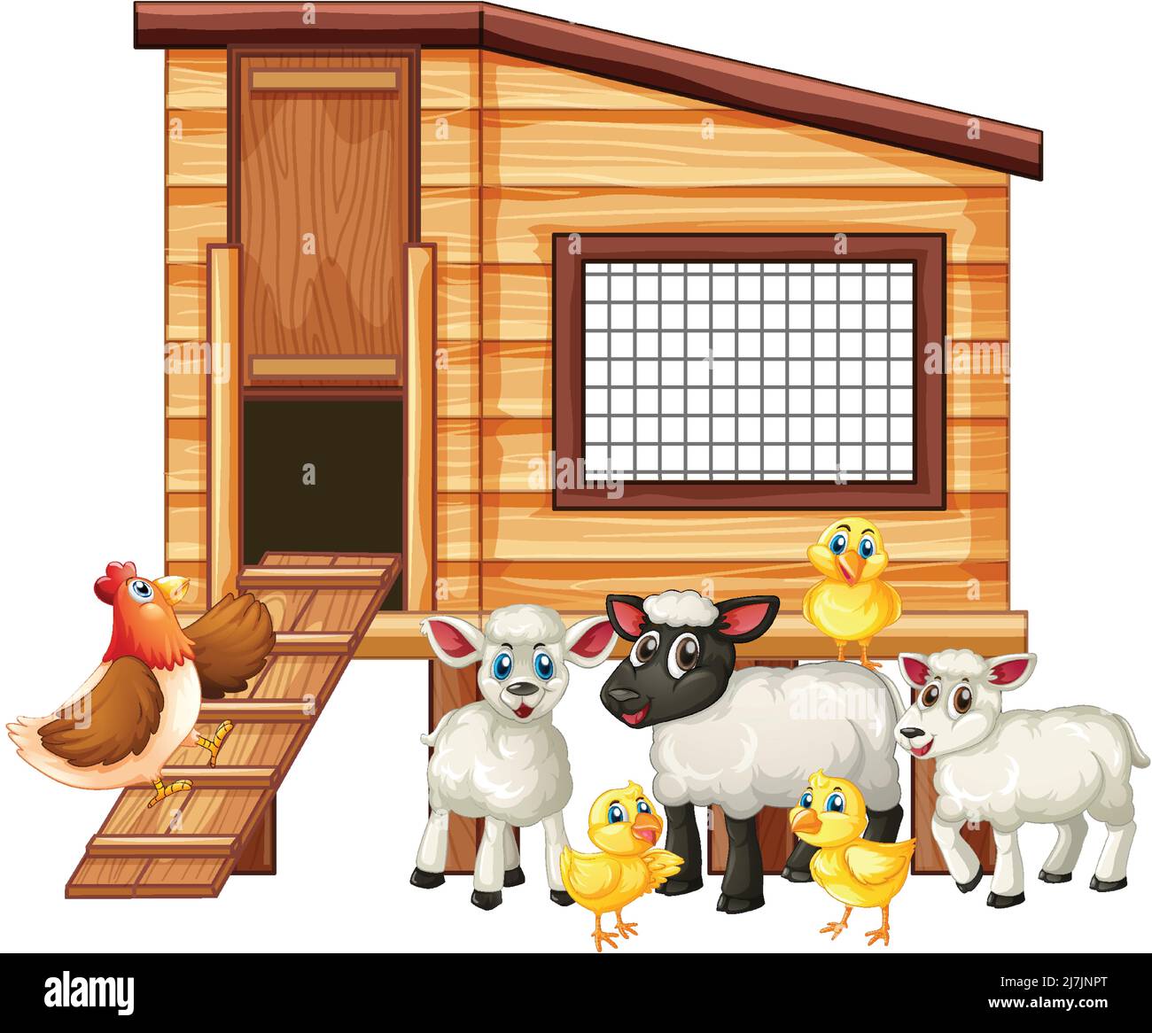 Farm animals on white background illustration Stock Vector Image & Art ...