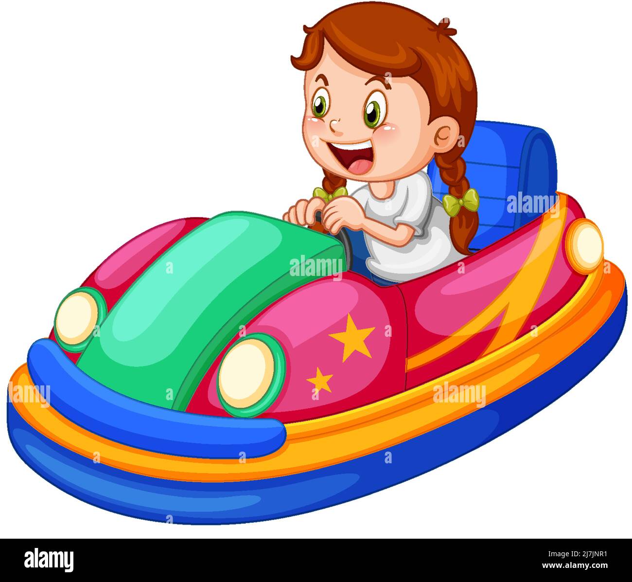 A girl driving bumper car in cartoon design illustration Stock Vector ...