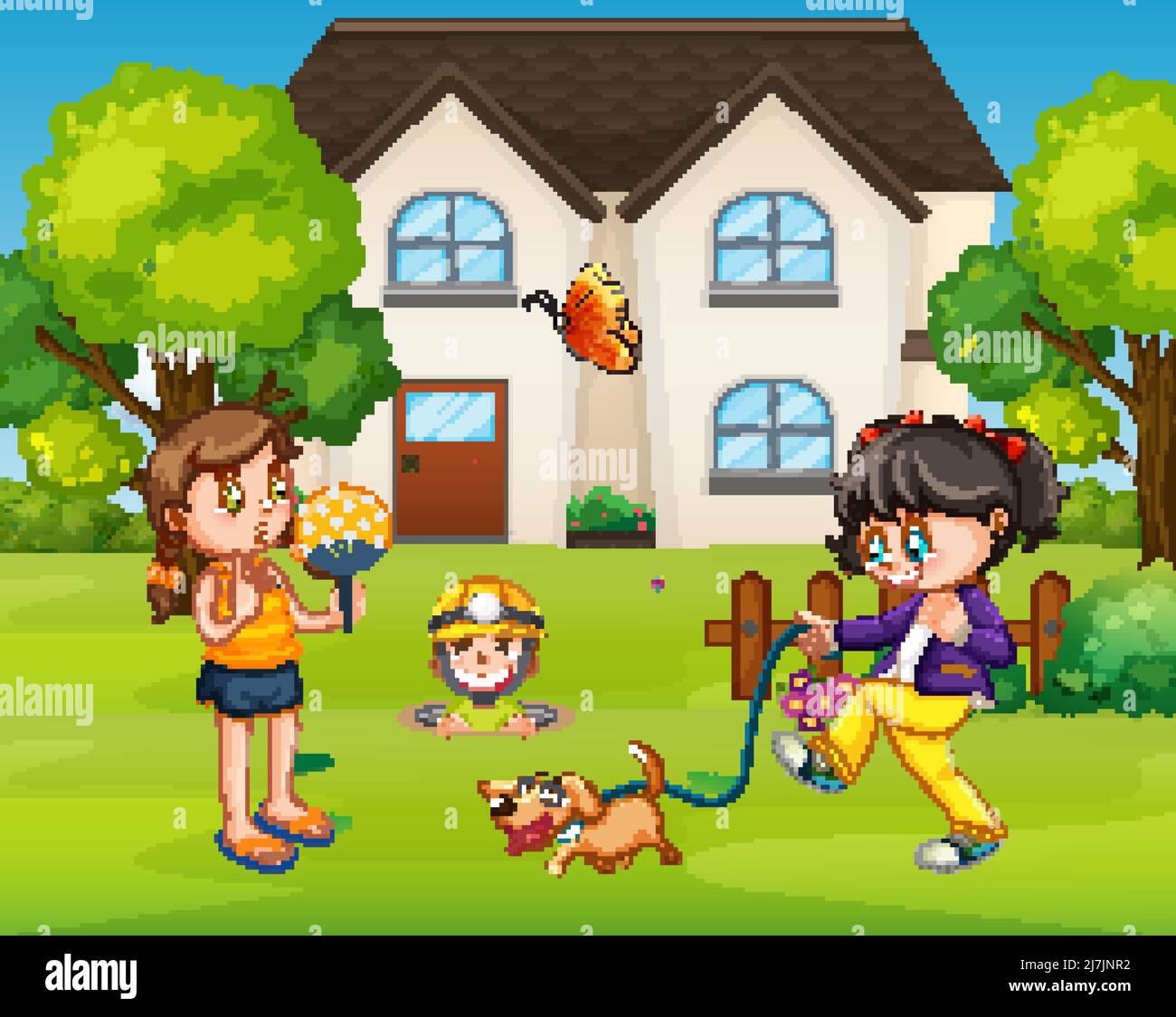 House scene with many kids illustration Stock Vector Image & Art - Alamy