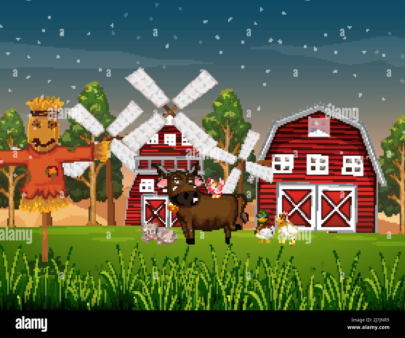 Animals in farm landscape illustration Stock Vector Image & Art - Alamy