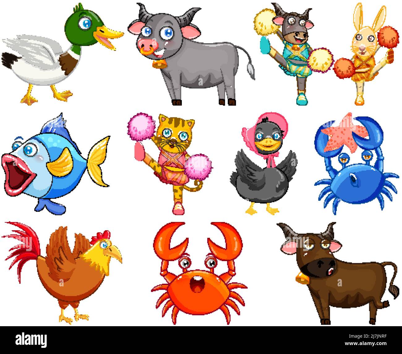 Cute animals with happy smile illustration Stock Vector Image & Art - Alamy