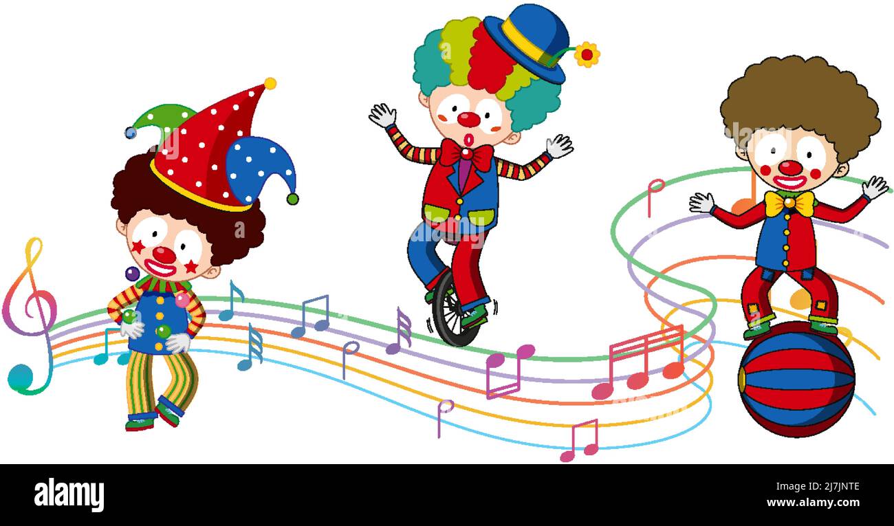 Clown with music note performing illustration Stock Vector Image & Art ...