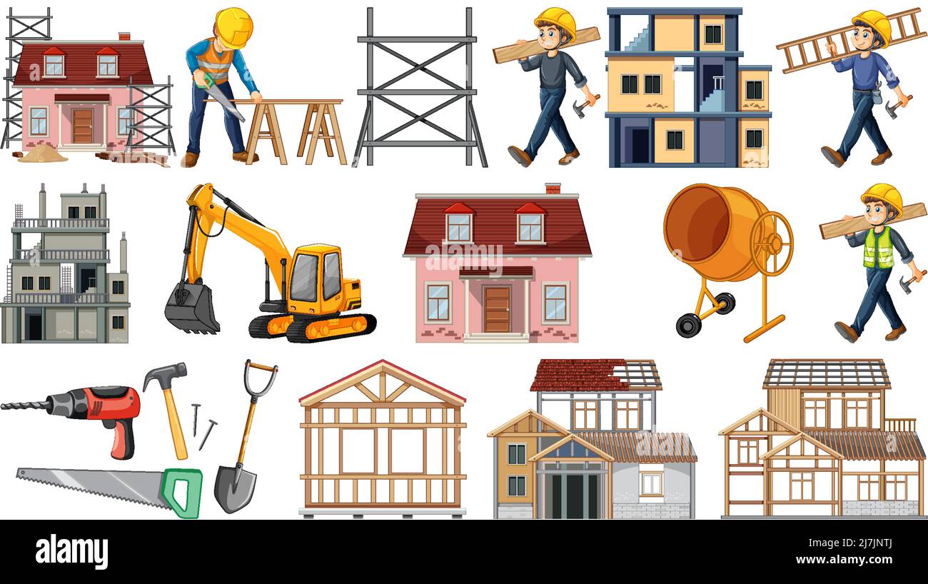 Set of construction site objects illustration Stock Vector Image & Art ...