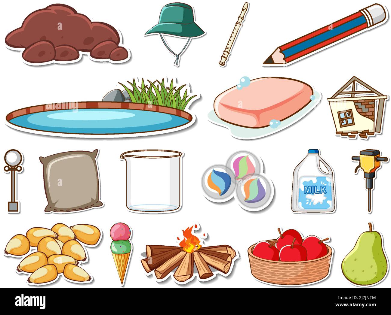Sticker set of mixed daily objects illustration Stock Vector Image ...
