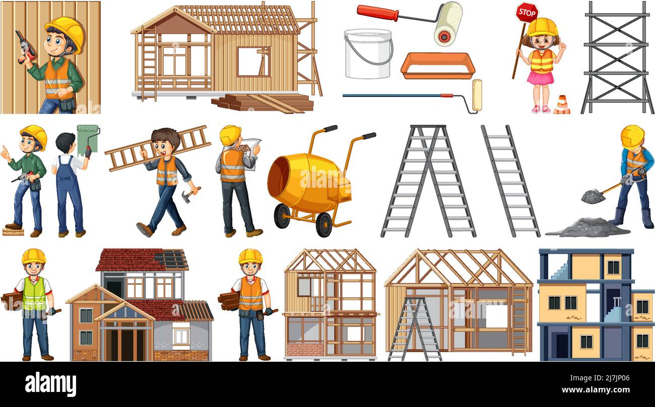 Set of construction site objects illustration Stock Vector Image & Art ...