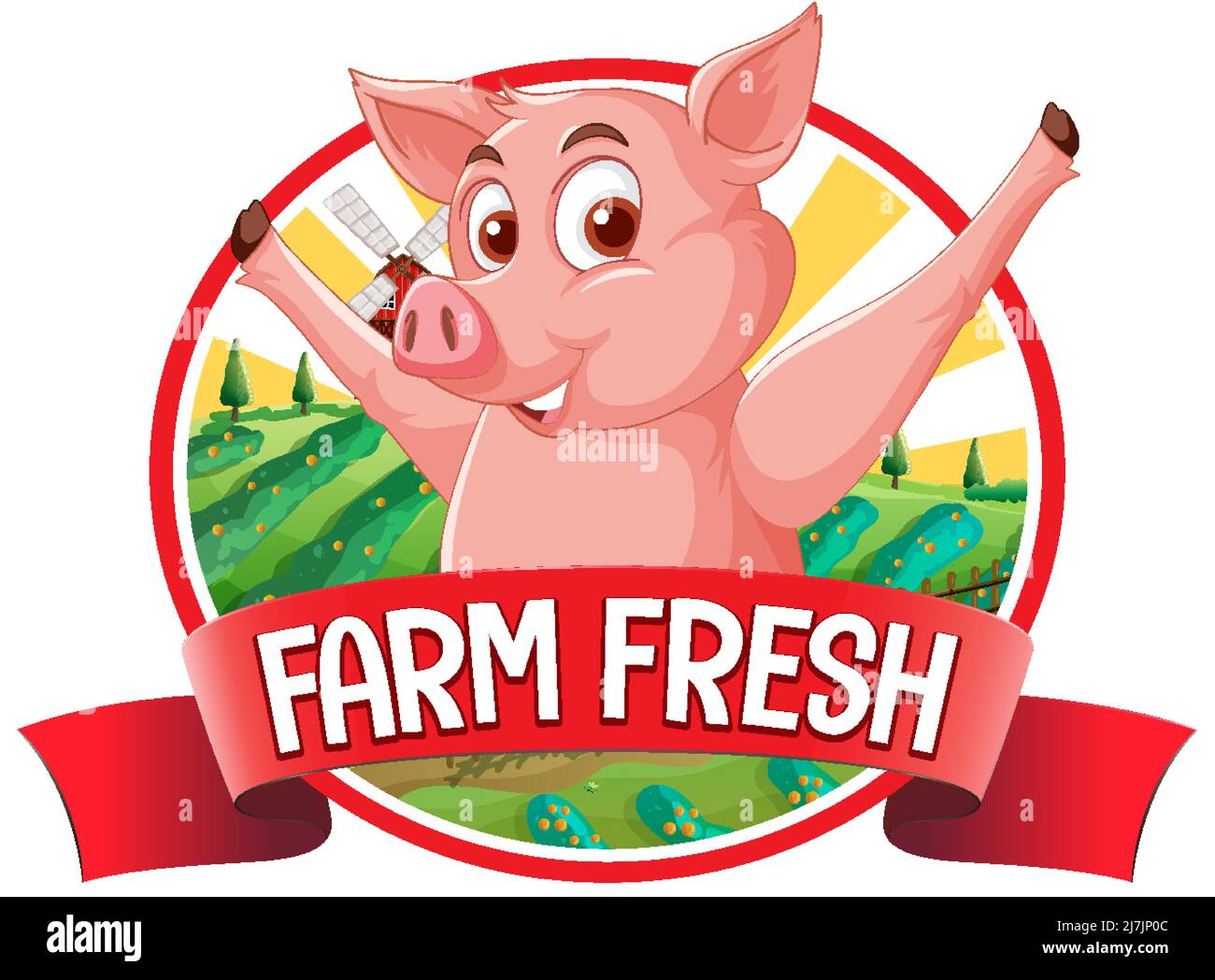 Pig farm fresh logo for pork products illustration Stock Vector Image ...