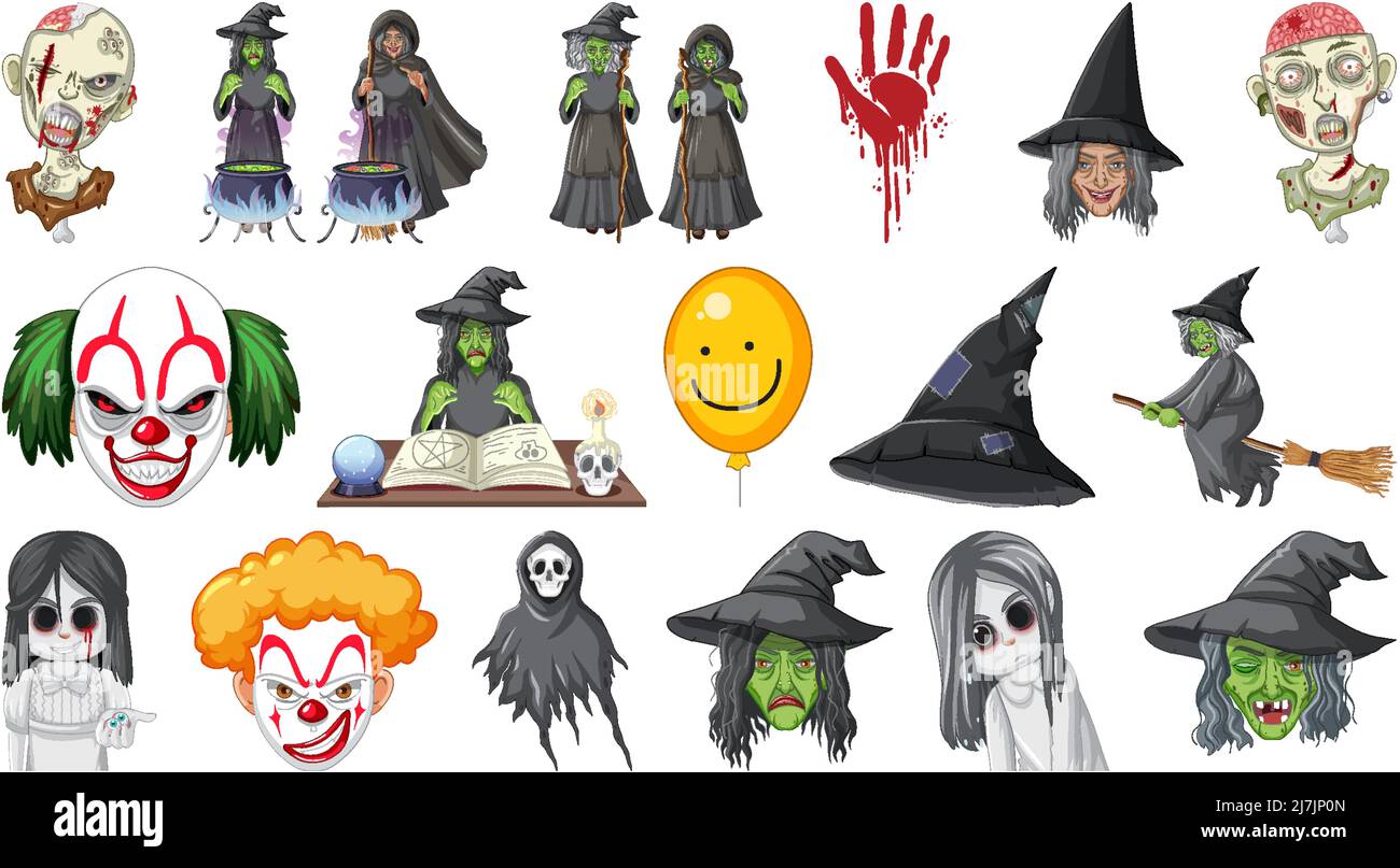 Halloween set with scary monsters illustration Stock Vector Image & Art ...