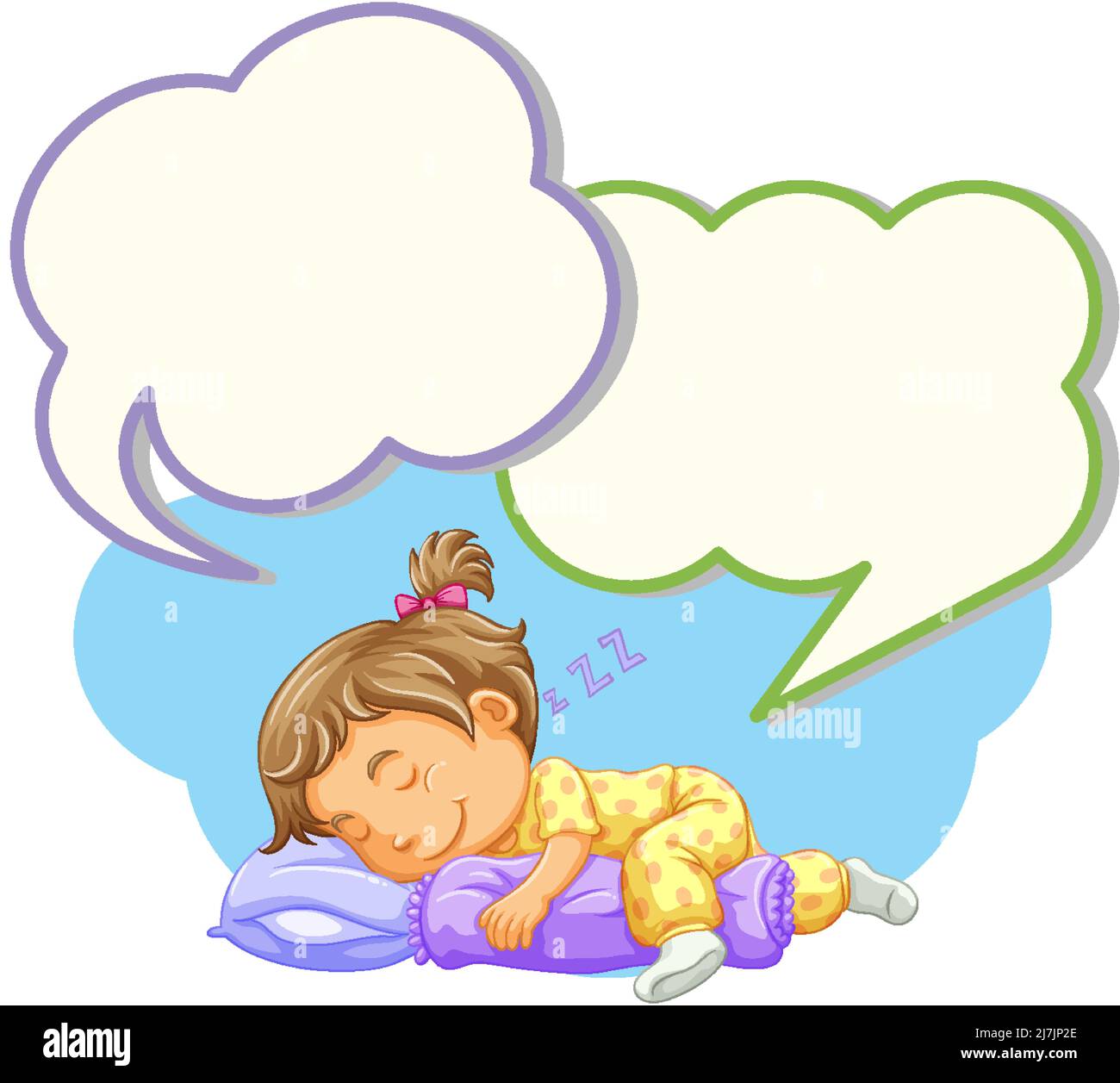 Speech bubble template with girl sleeping illustration Stock Vector ...