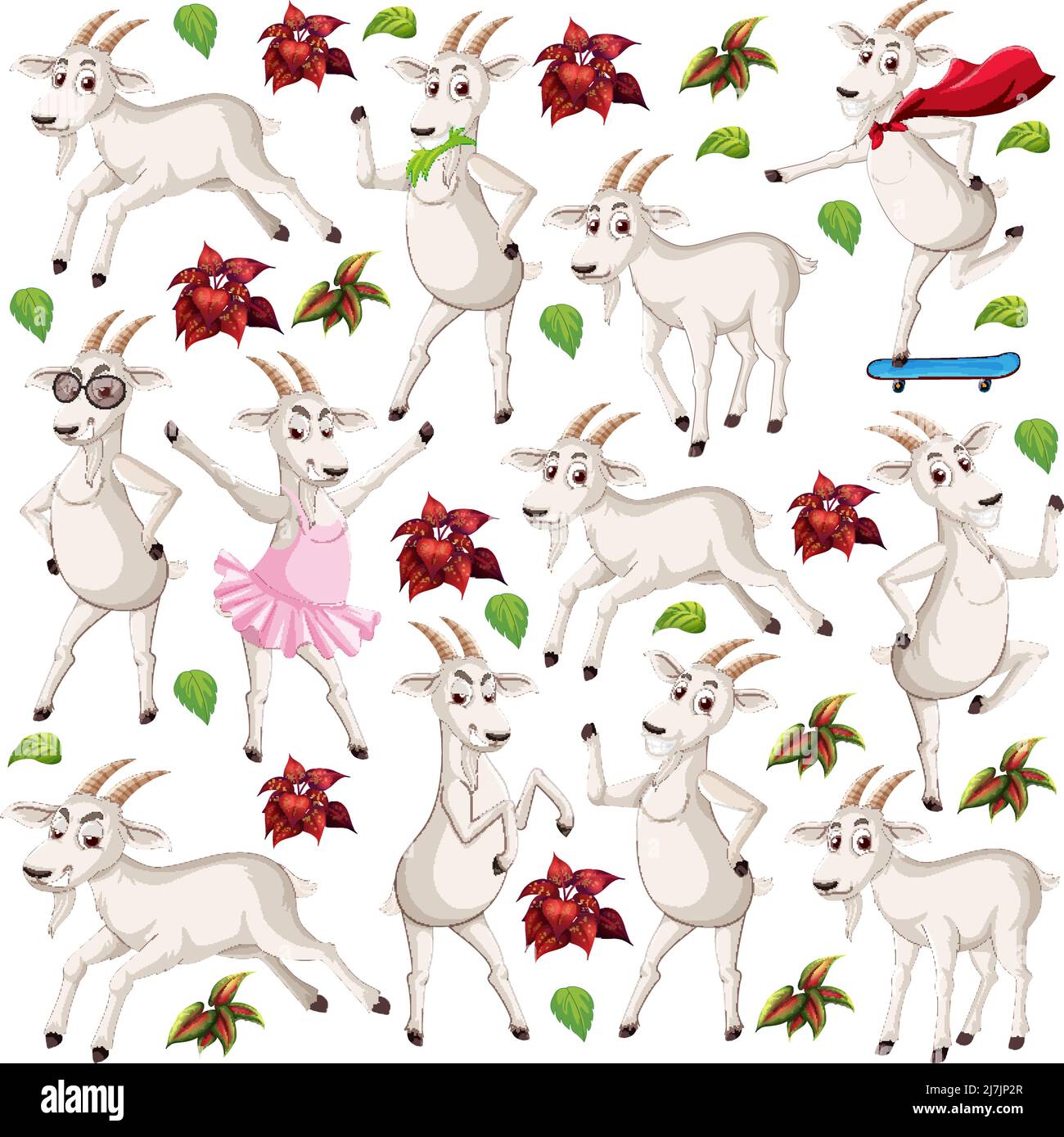 Seamless pattern with cute goats illustration Stock Vector Image & Art ...