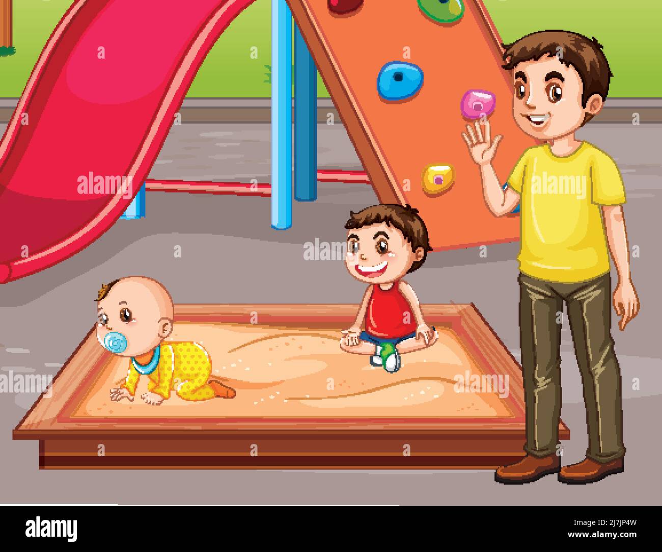 Kids in sandpit at the playground illustration Stock Vector Image & Art ...