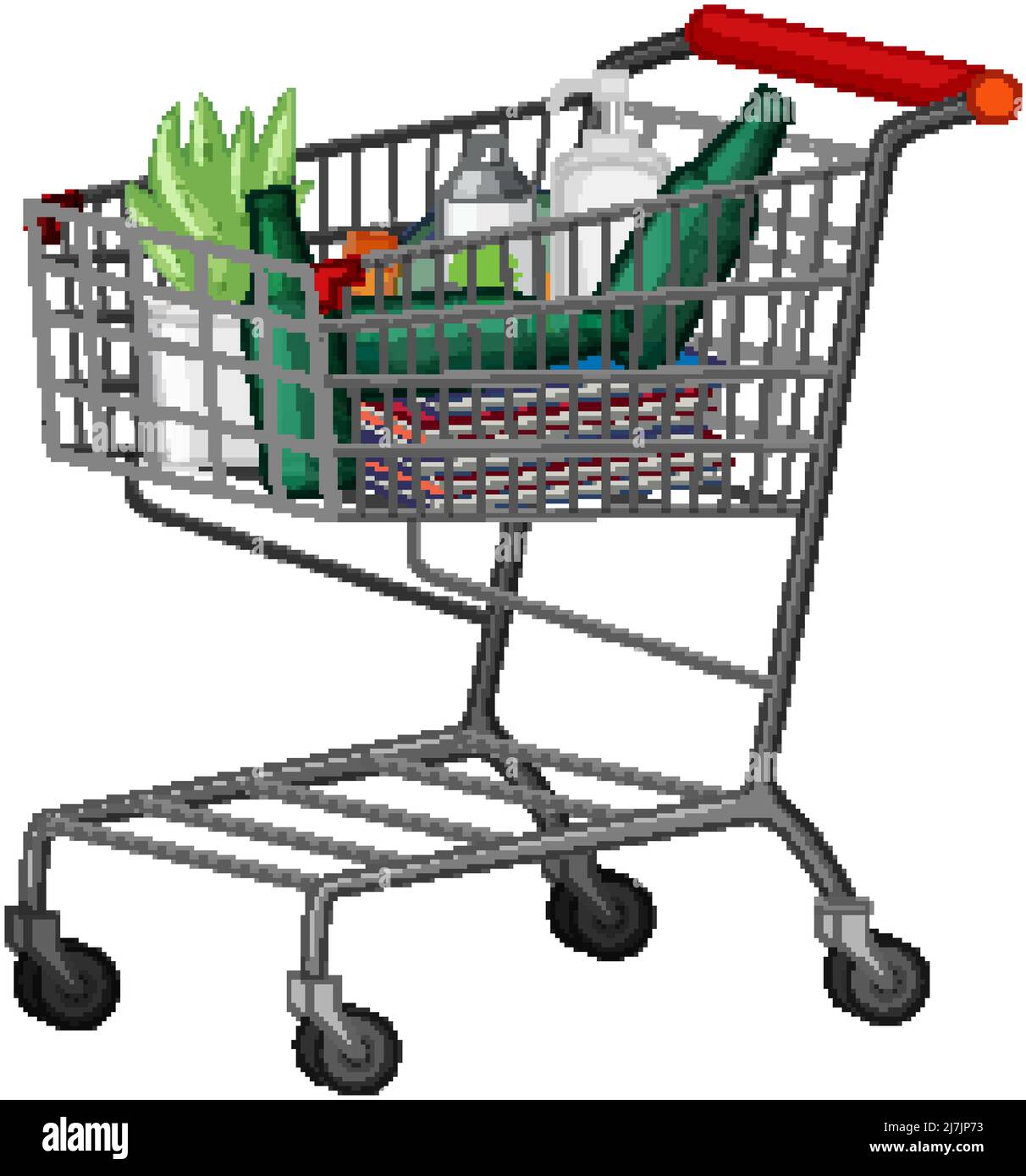 Shopping cart full stuff on white background illustration Stock Vector ...