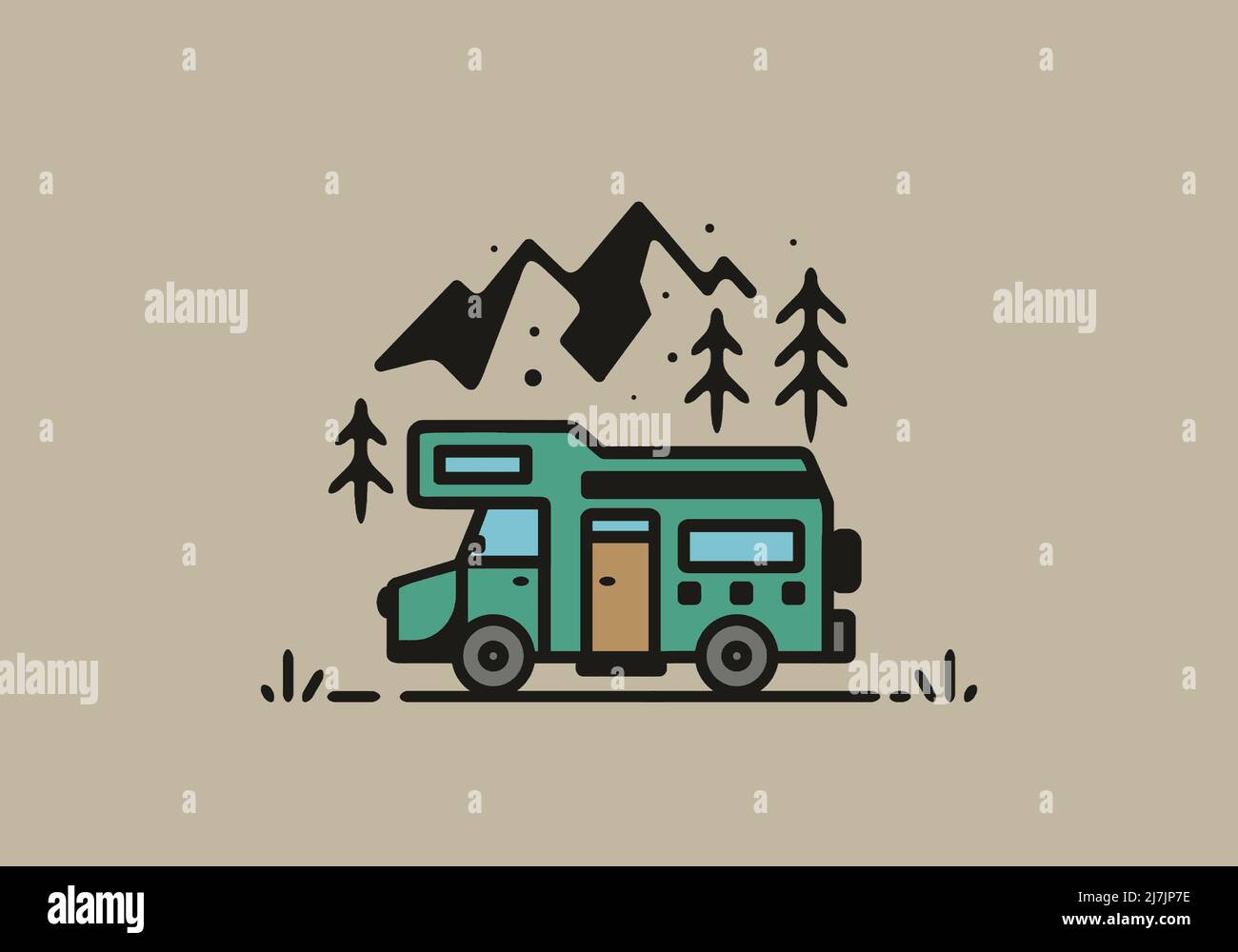 Simple camper van camping illustration design Stock Vector Image & Art ...