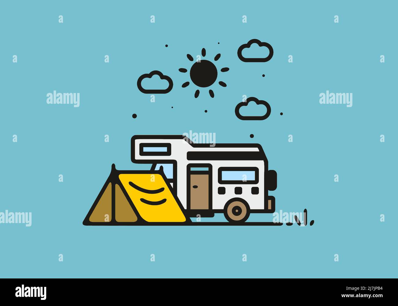Simple camper van camping illustration design Stock Vector Image & Art ...