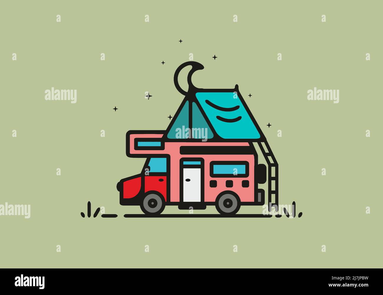 Simple camper van camping illustration design Stock Vector Image & Art ...