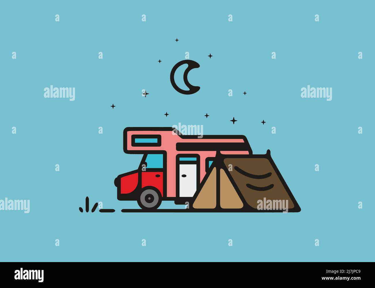 Simple camper van camping illustration design Stock Vector Image & Art ...