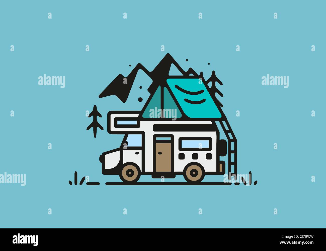 Simple camper van camping illustration design Stock Vector Image & Art ...