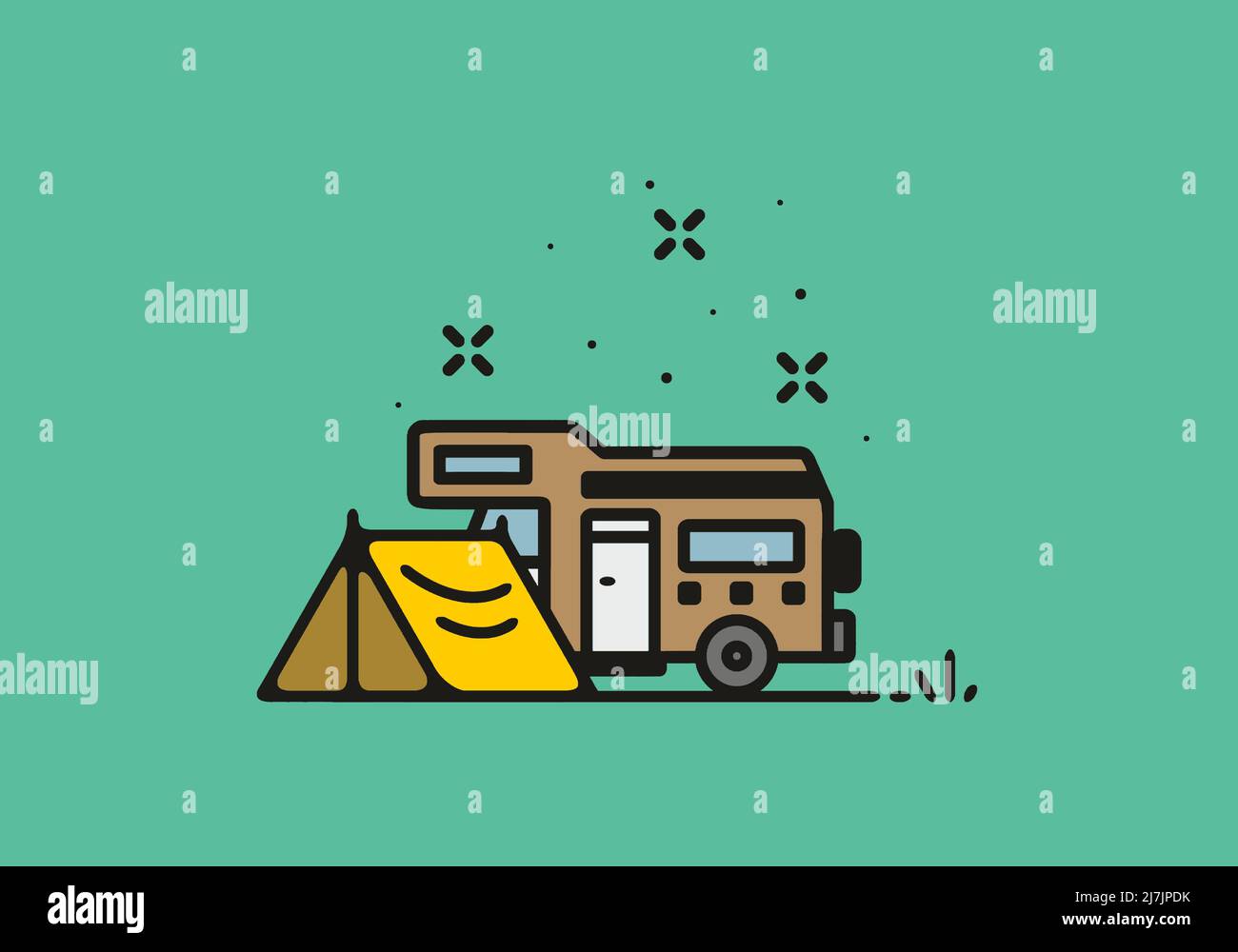 Simple camper van camping illustration design Stock Vector Image & Art ...
