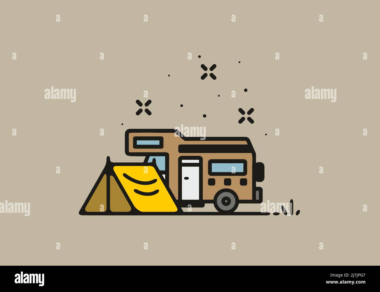 Simple camper van camping illustration design Stock Vector Image & Art ...