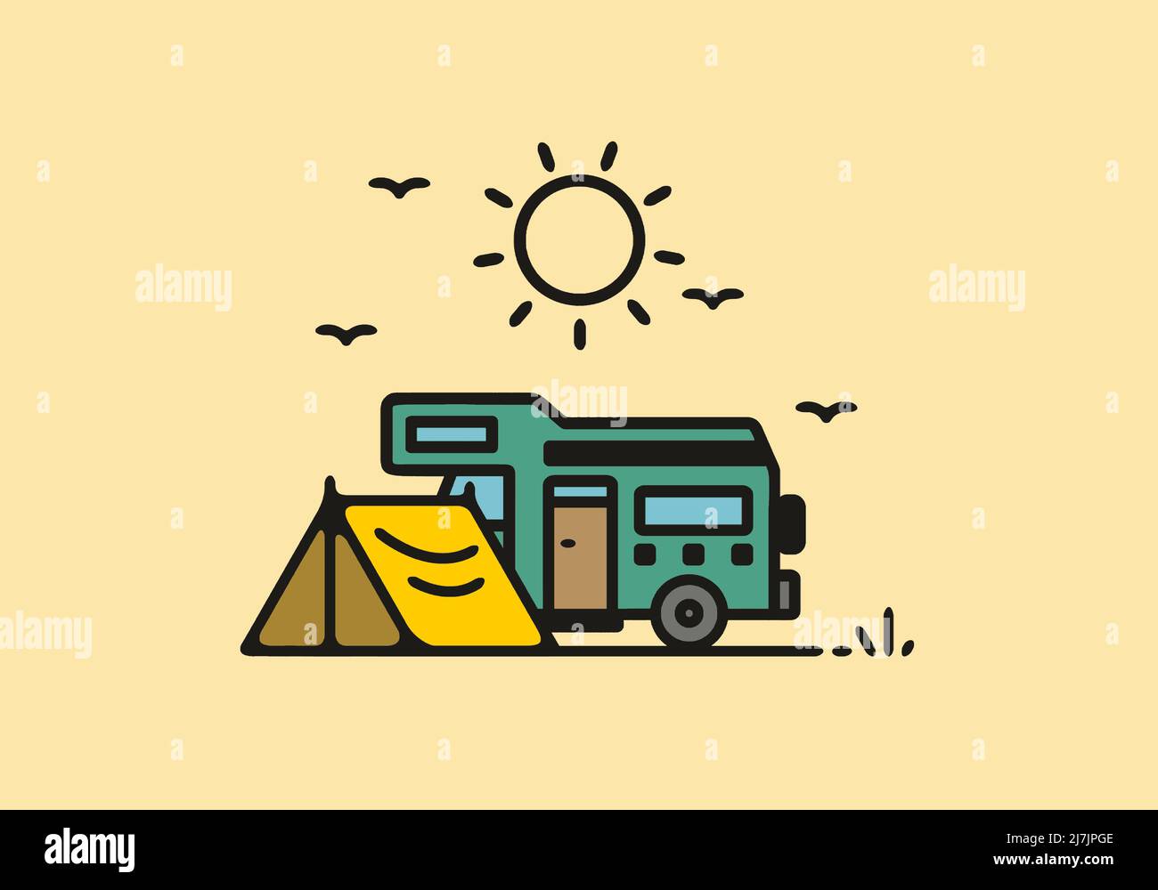 Simple camper van camping illustration design Stock Vector Image & Art ...