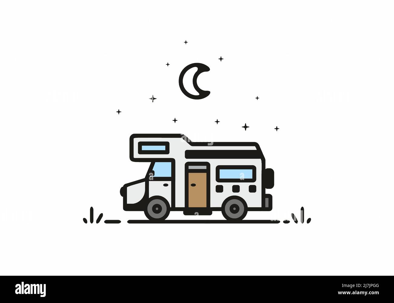 Simple camper van camping illustration design Stock Vector Image & Art ...