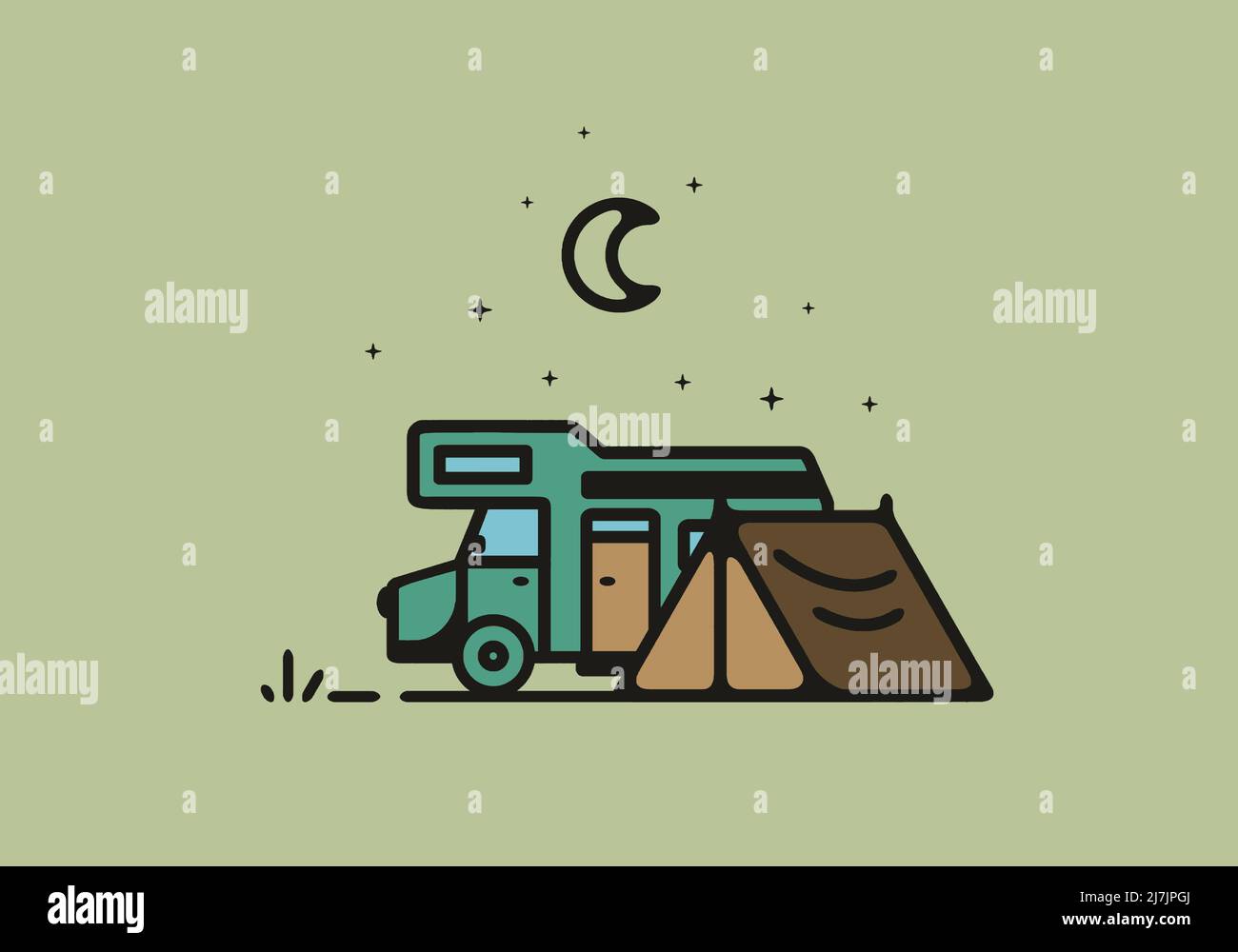 Simple camper van camping illustration design Stock Vector Image & Art ...